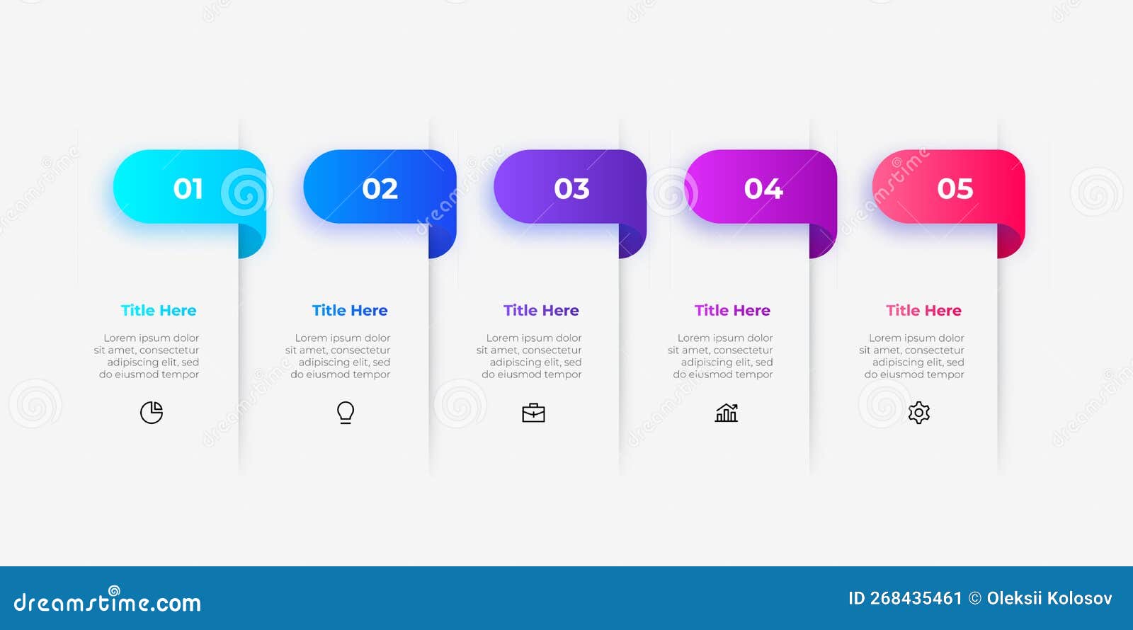 Five Banners Placed in Horizontal Row. Concept of 5 Stages of Strategic ...