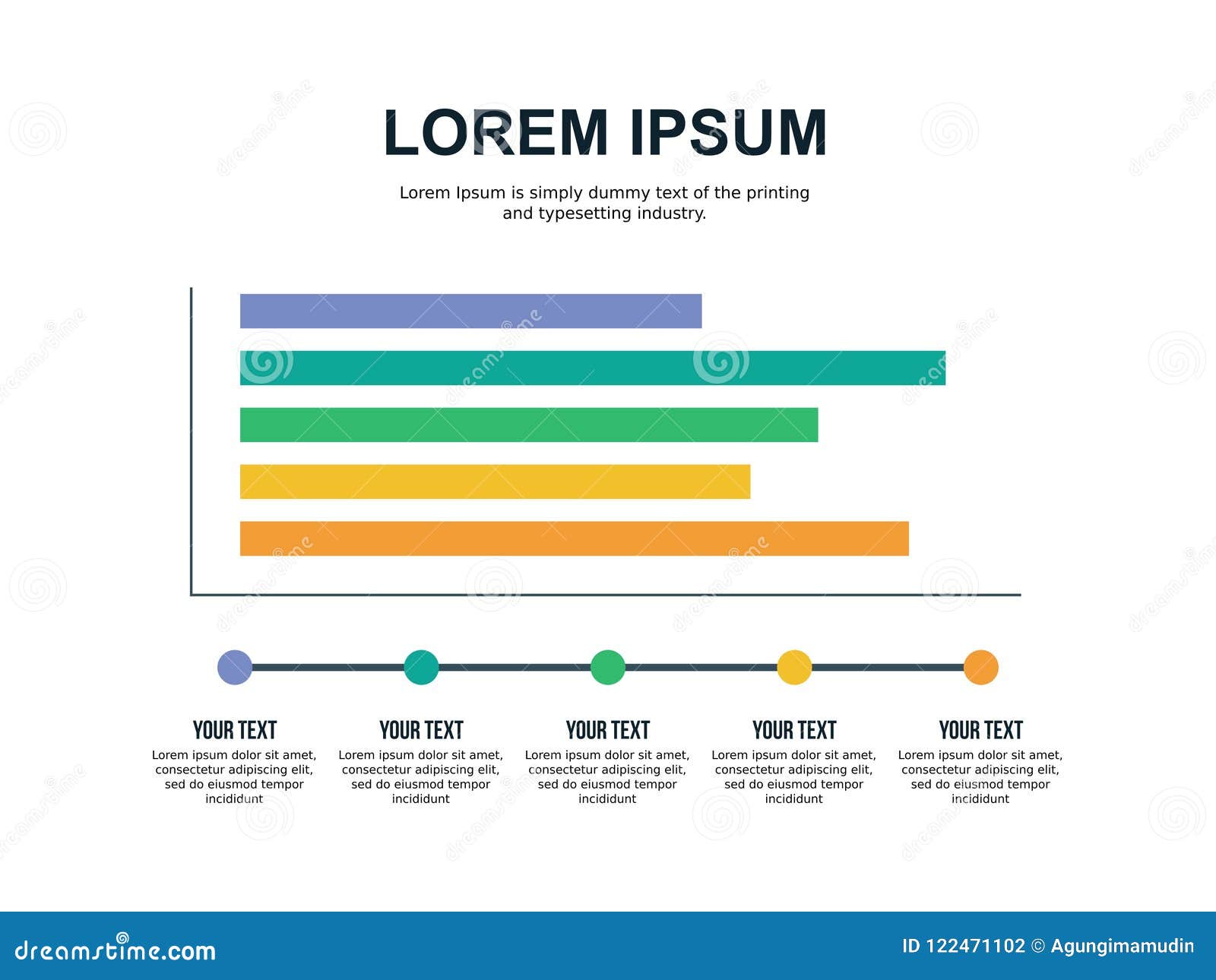 Five Bar Graph Comparation and Statistics Slide Template Stock ...