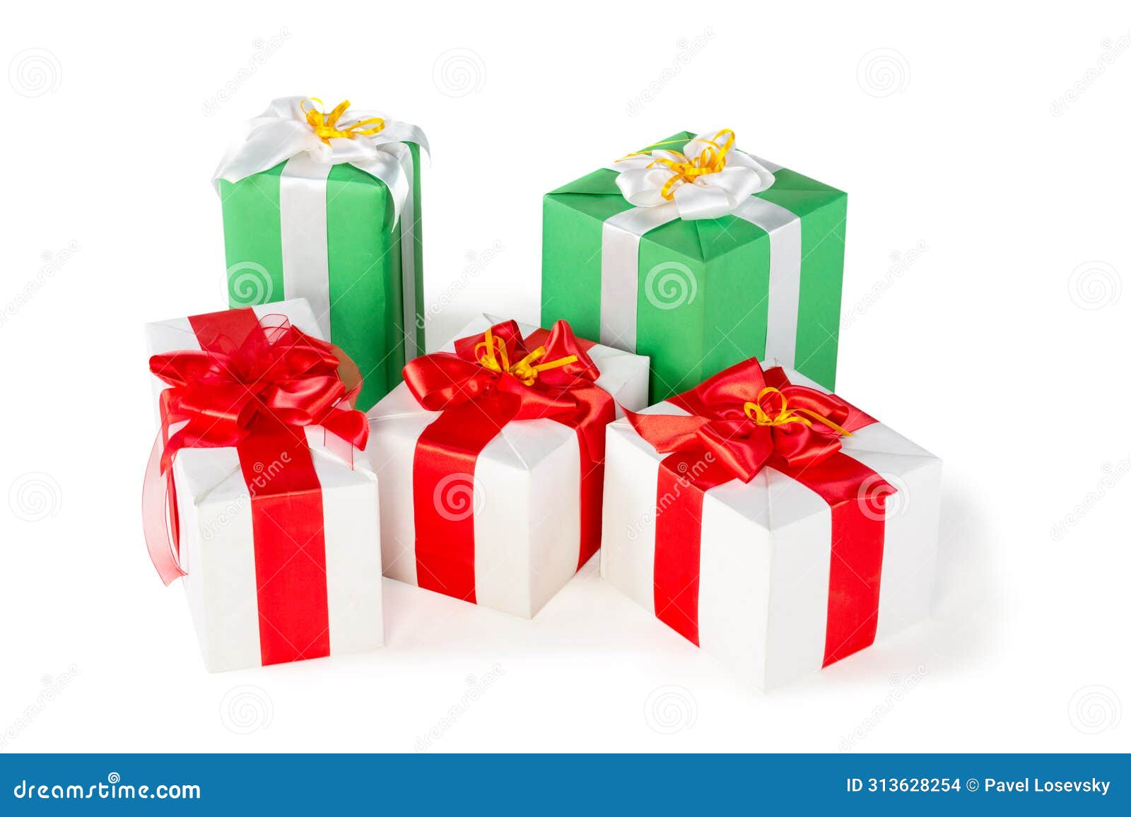 Five Beautifully Packaged Gift Boxes in Stock Photo - Image of giving ...