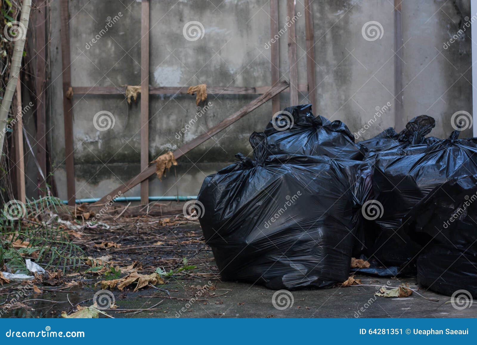Five big garbage bags. stock image. Image of consumer - 64281351