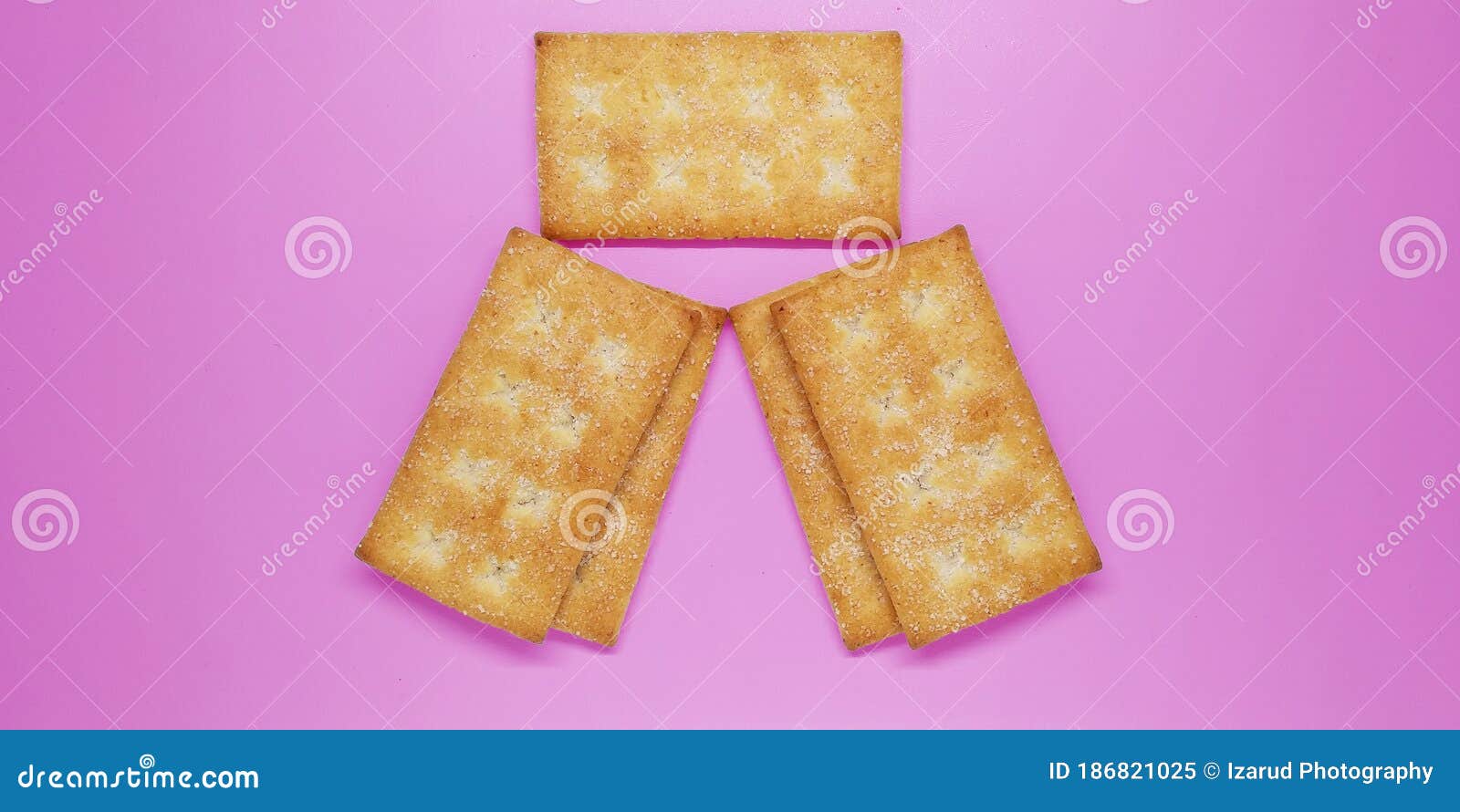 Five Biscuits with Different Positions and a Purple Background Stock ...