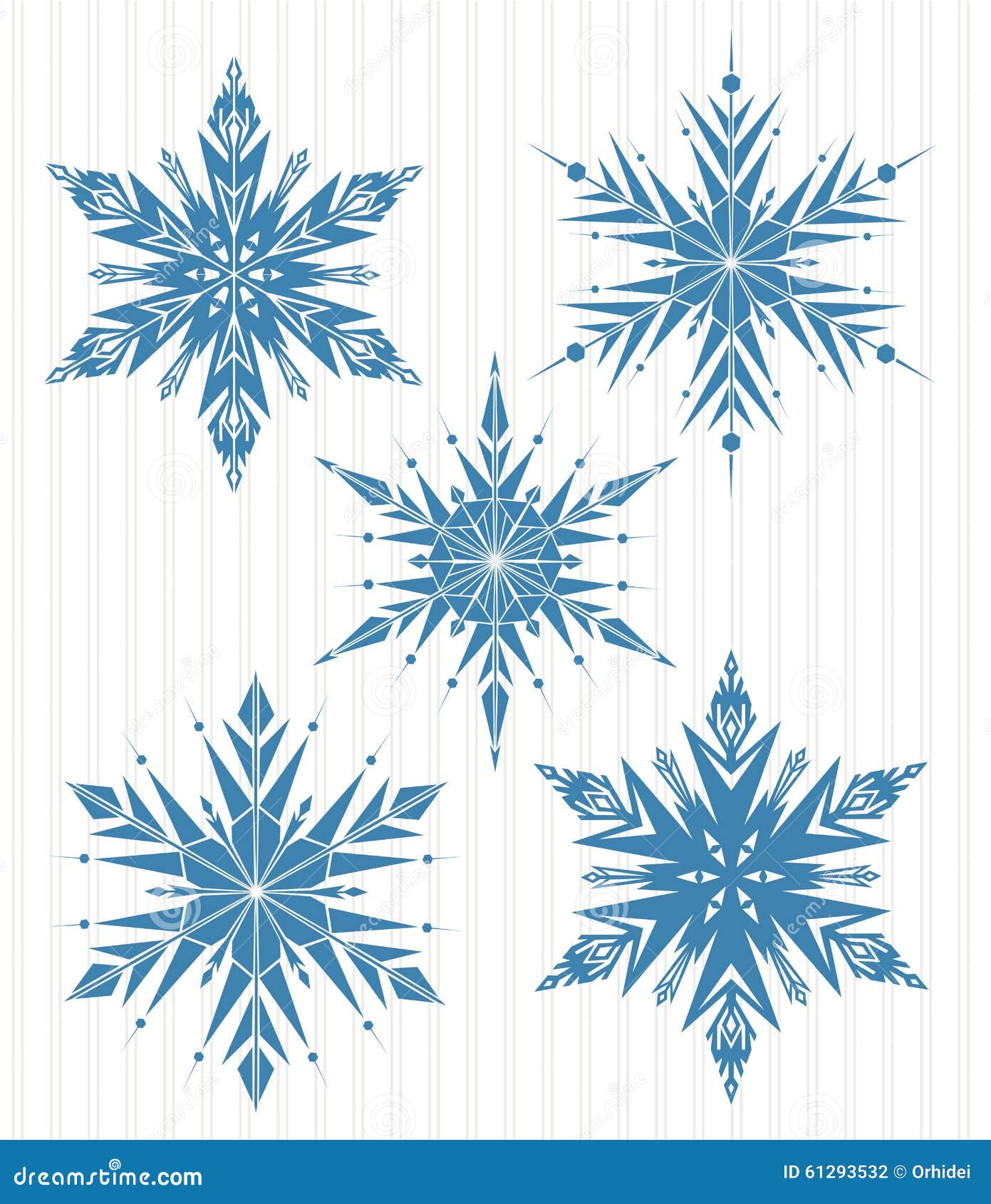 Five blue snowflakes stock vector. Illustration of ornate - 61293532