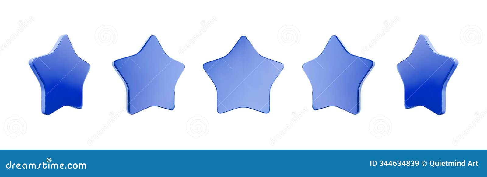 Five Blue Star Rating Icons on White Background for Review ...