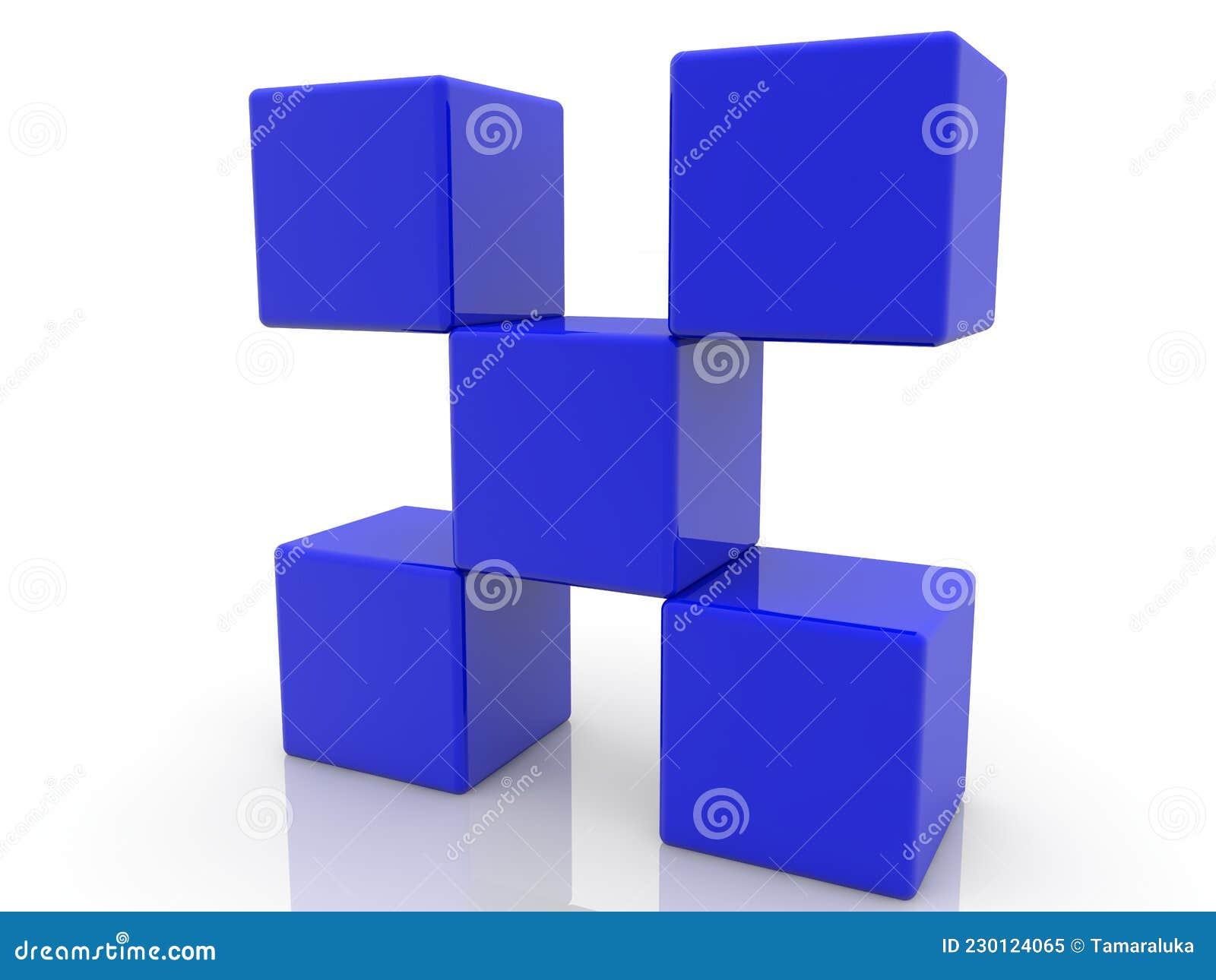 Five Blue Toy Blocks on a White Stock Illustration - Illustration of ...