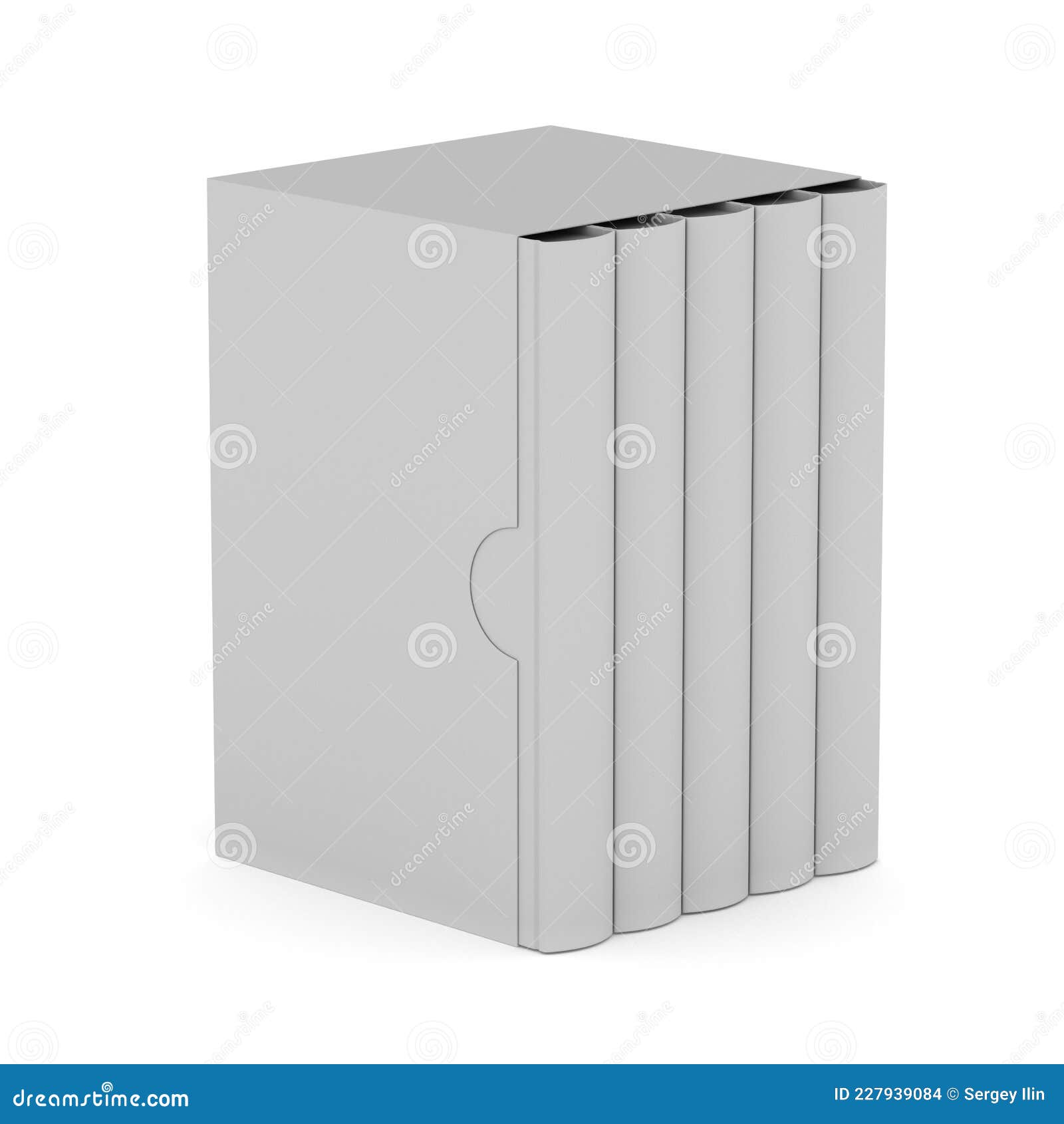Five Books with Blank Box Cover on White Background. Isolated 3D ...