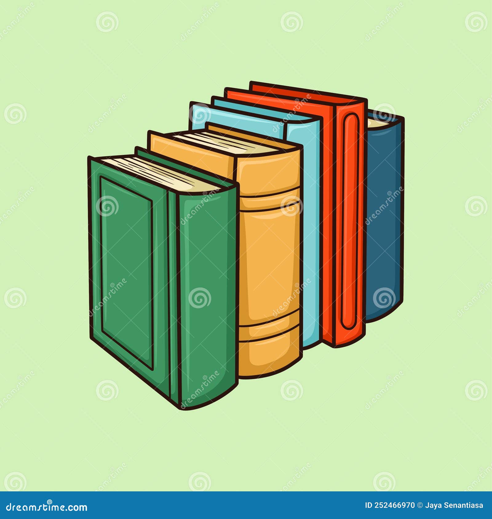 Five Books Lined Up Vector Cartoon Illustration Stock Vector ...