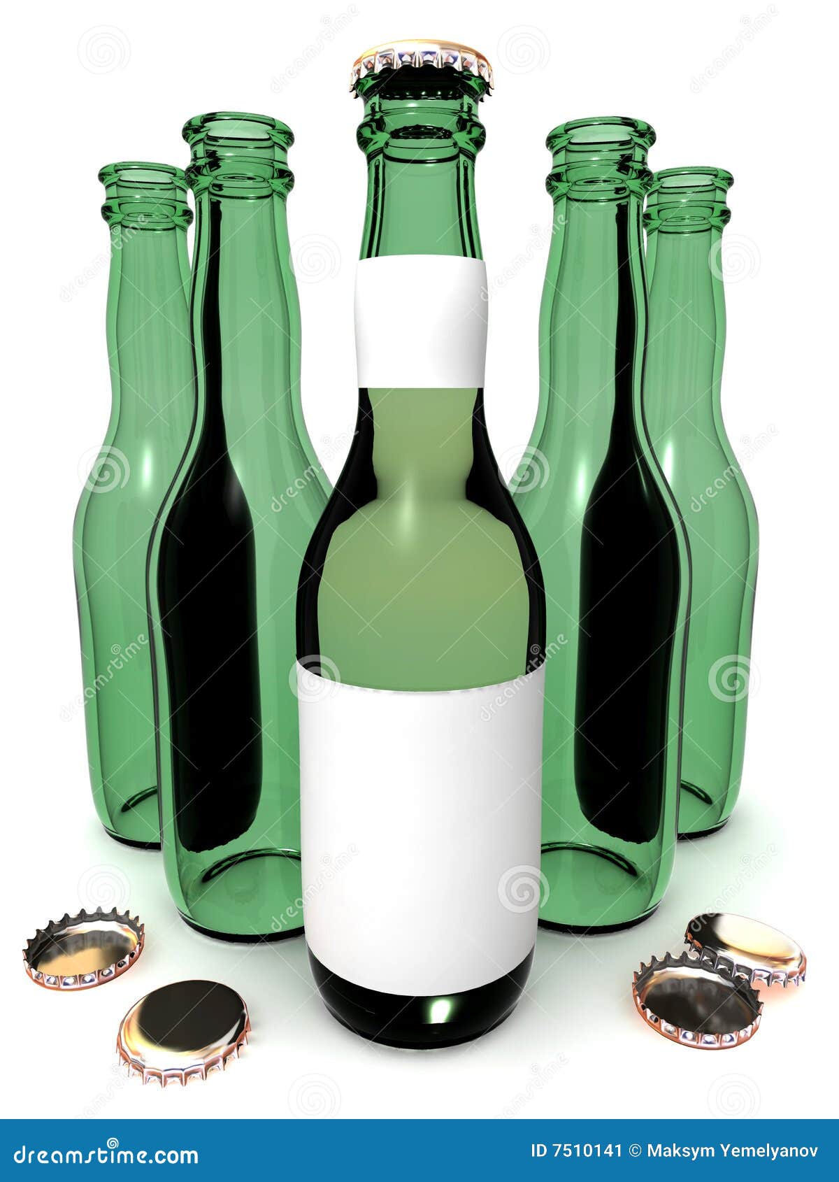 Five botles of beer stock illustration. Illustration of group - 7510141