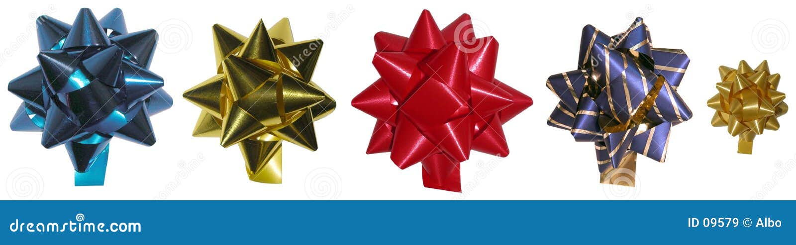 Five bows stock image. Image of colour, package, blue, birthday - 9579