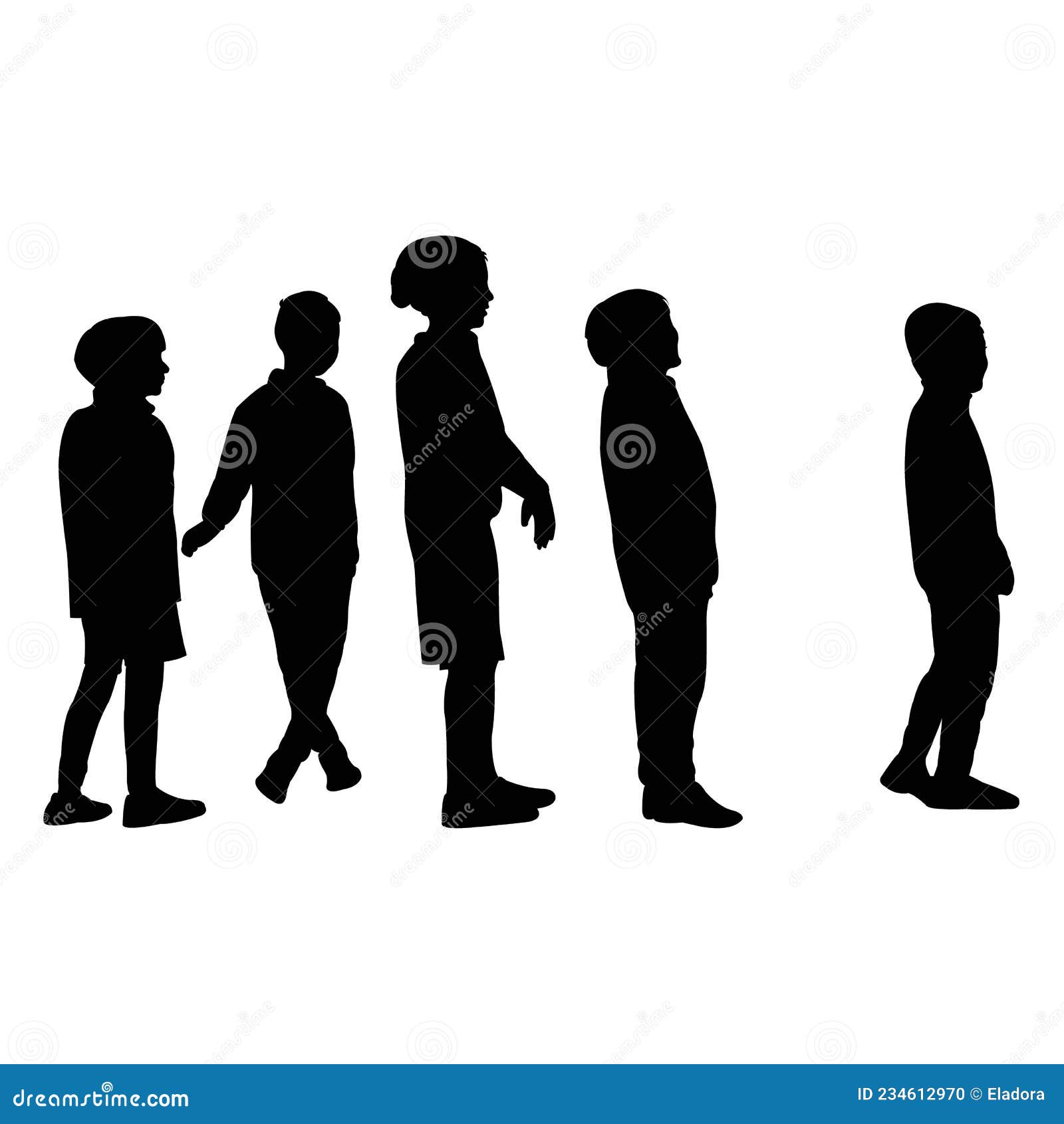 Boys Waiting in Line, Body Silhouette Vector Art Work Stock Vector ...