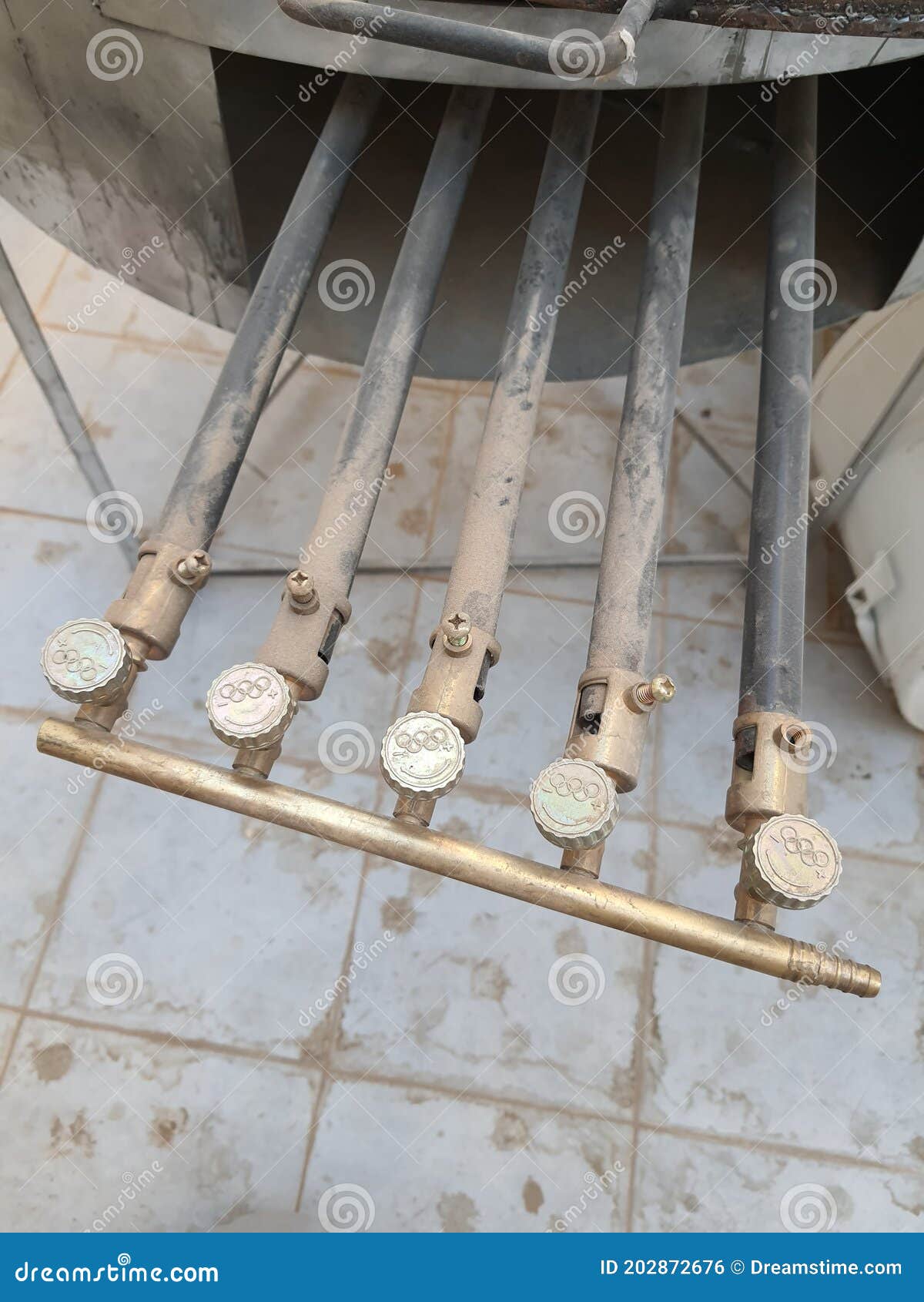 Five Branch Gas Stove Control Pipe Stock Photo - Image of roof, iron ...