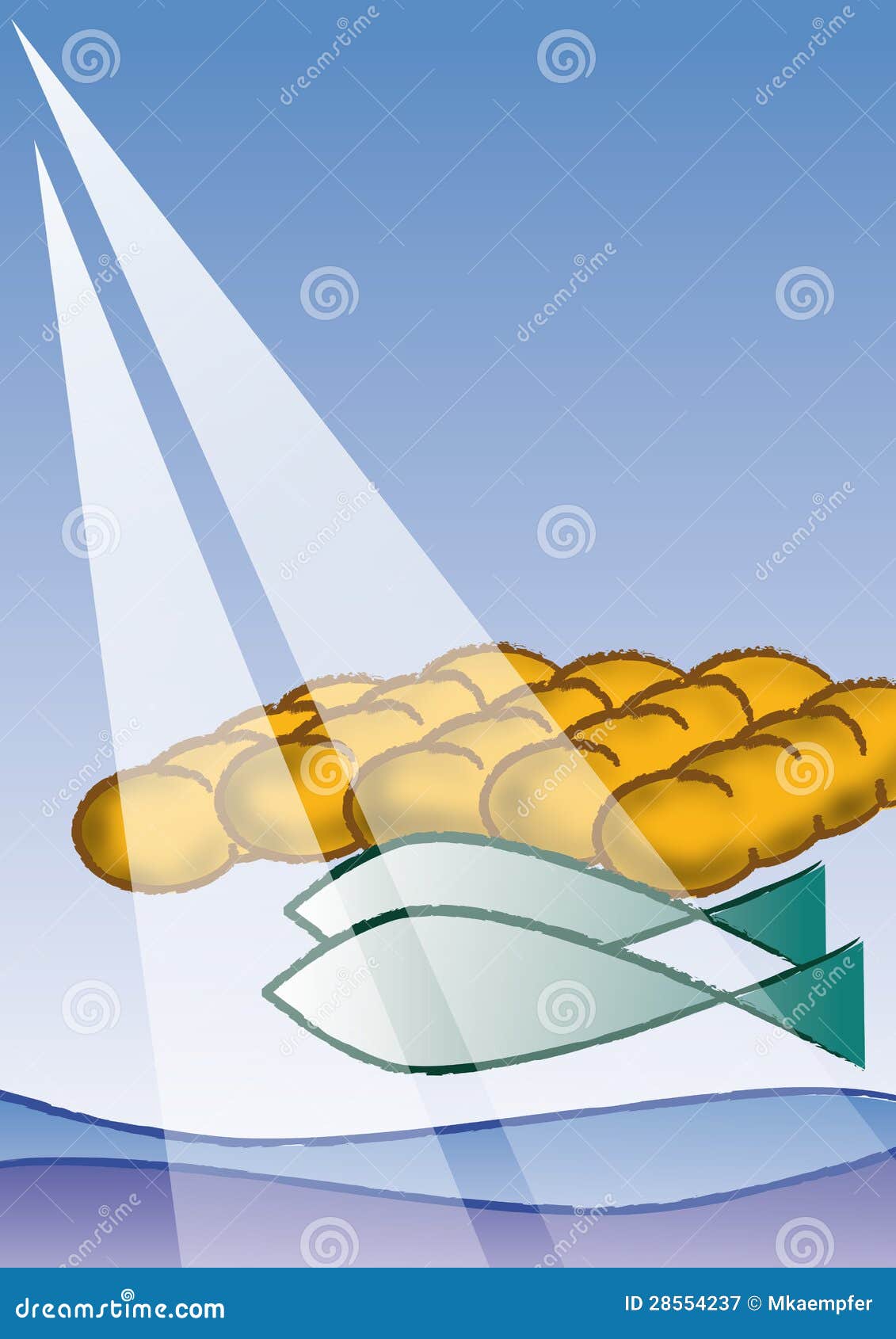 Five Breads And Two Fishes Cartoon Vector | CartoonDealer.com #51151285