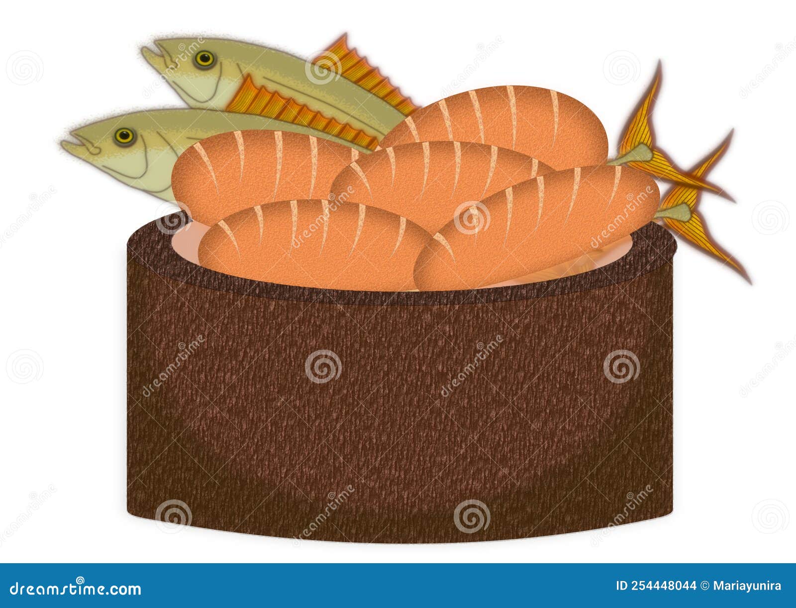 Five breads and two fishes stock illustration. Illustration of five ...