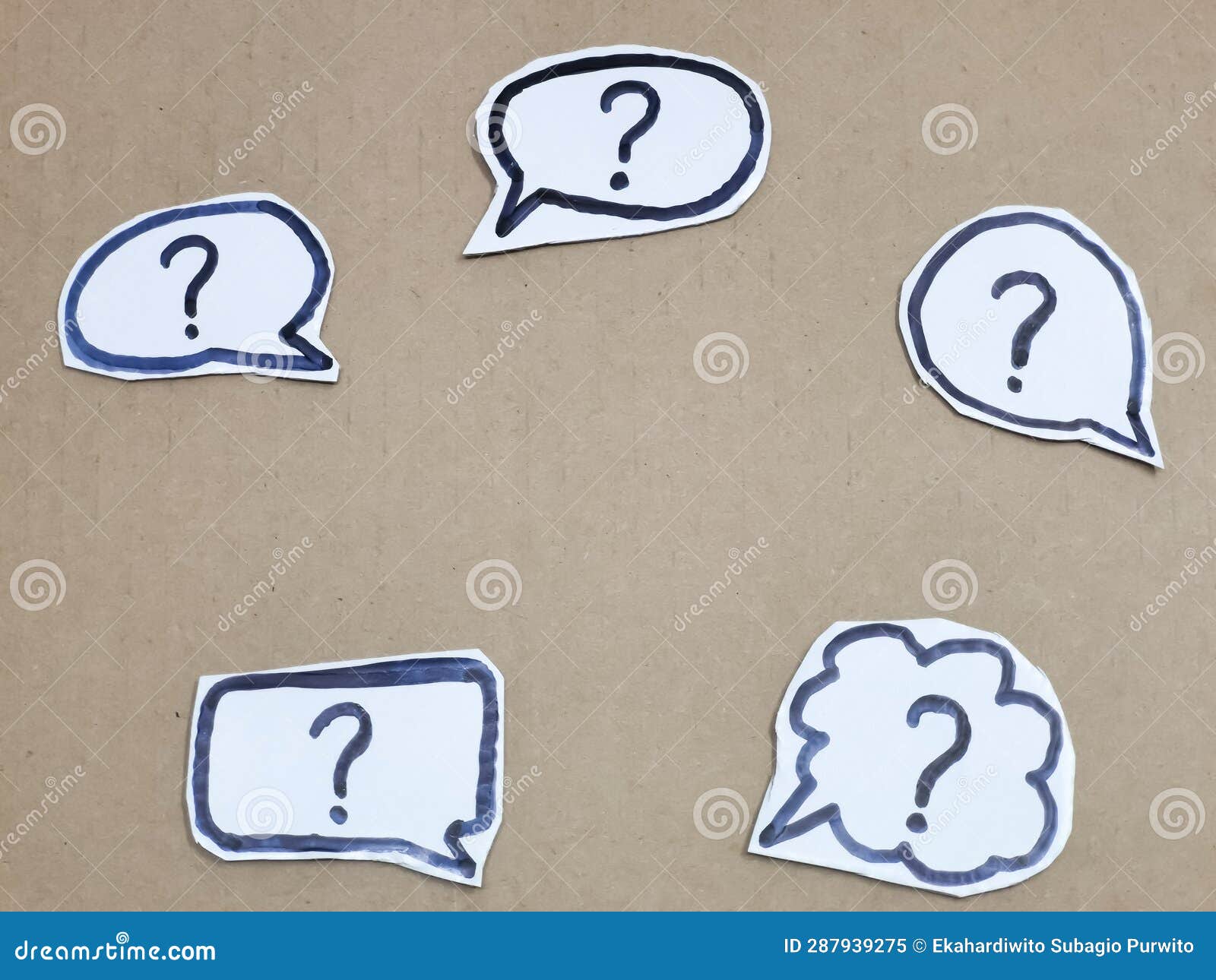 Five Bubble Speechs Written Question Mark. Stock Image - Image of ...