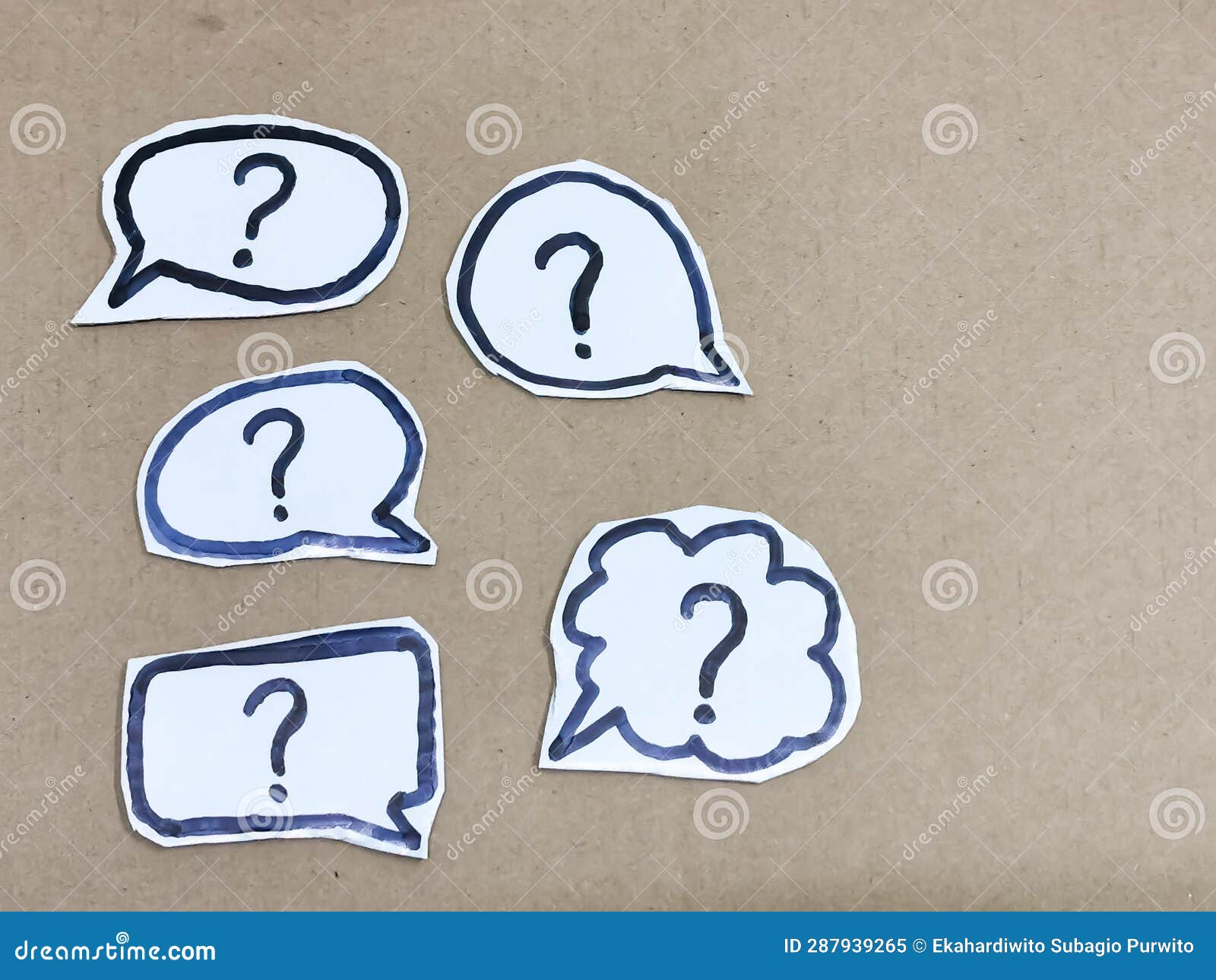 Five Bubble Speechs Written Question Mark. Stock Image - Image of text ...
