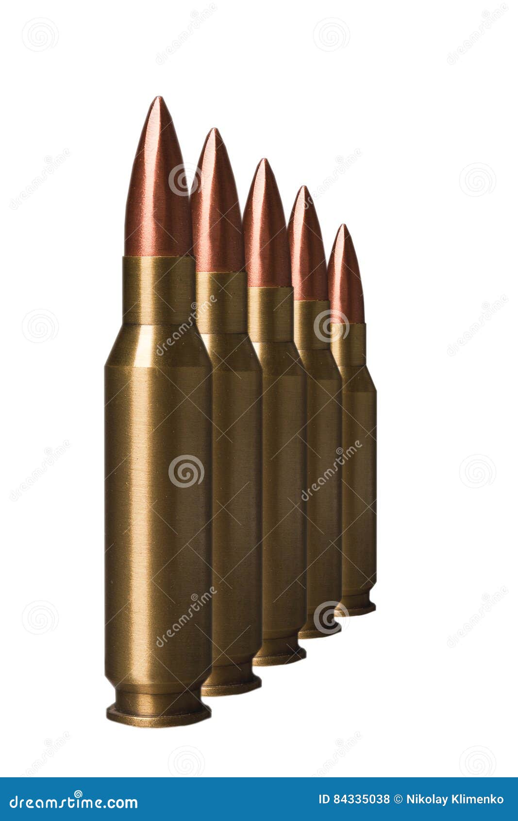 Five Bullet Isolated on a White Bg Photo Stock Photo - Image of danger ...