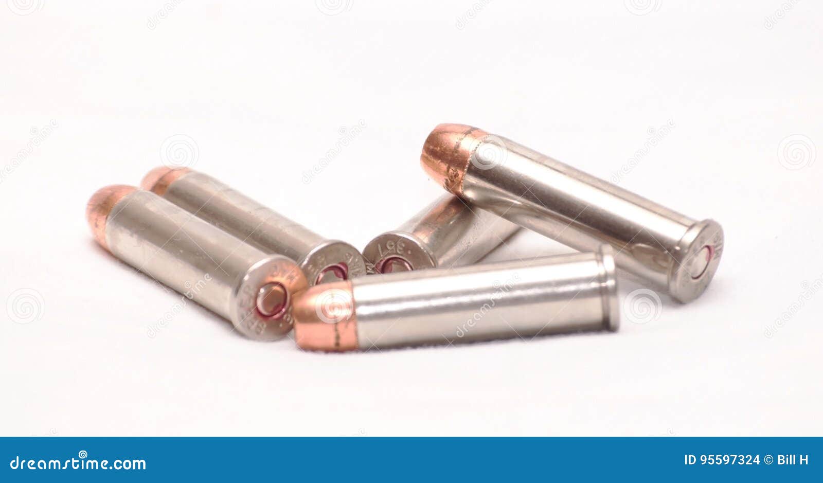 Five 357 bullets stock photo. Image of projectile, ballistic - 95597324