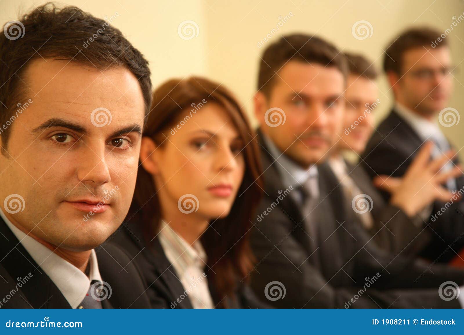 Five Business People Portrait Stock Image - Image of confer, discuss ...
