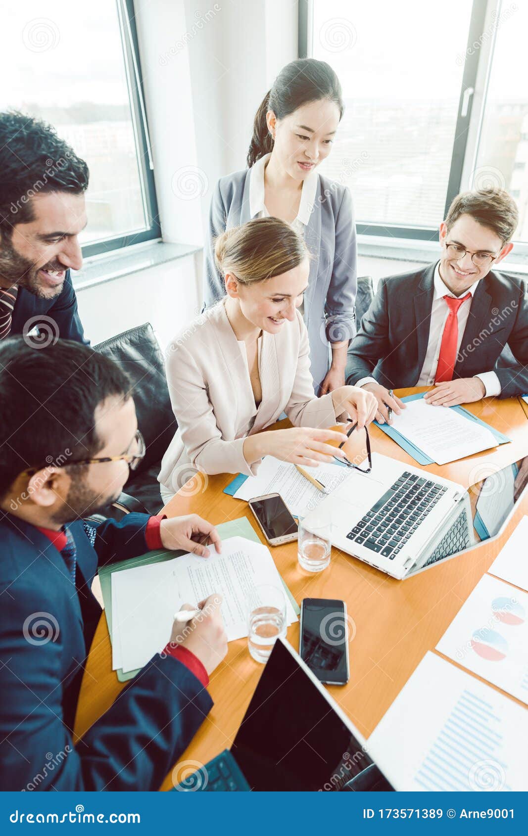 Five Business People in a Project Meeting Stock Image - Image of team ...