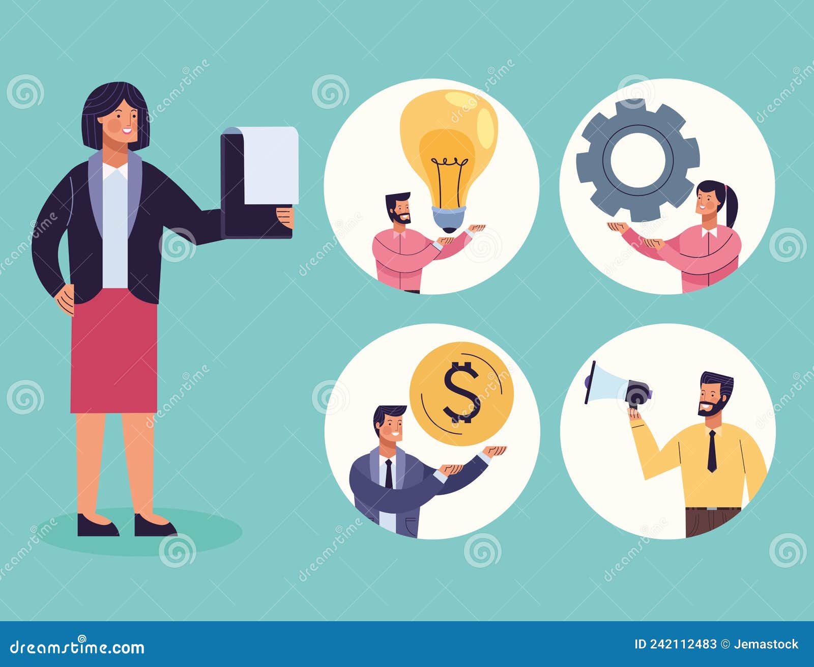 Five Business Persons Workers Stock Vector - Illustration of people ...