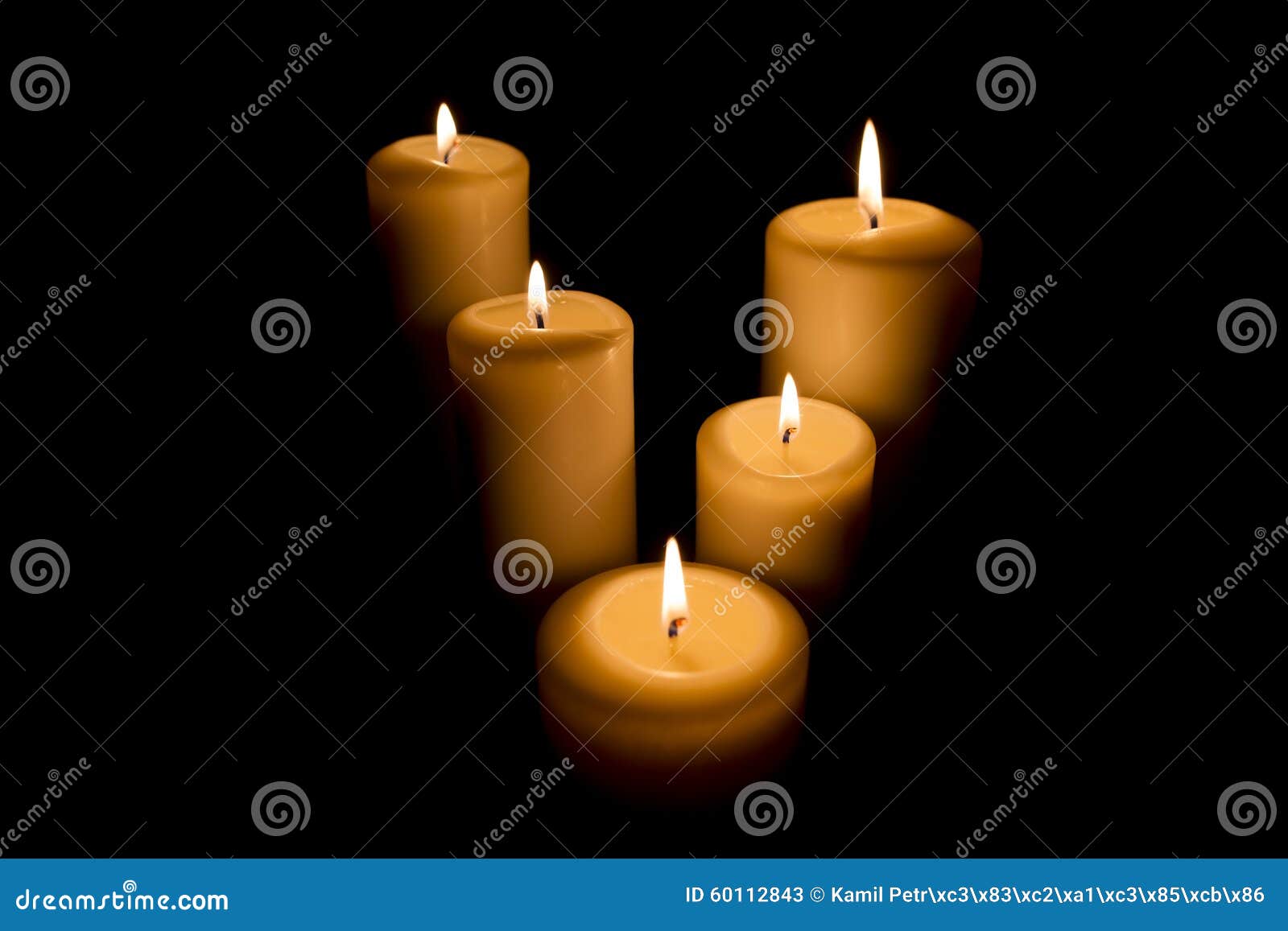 Five Candles On Black Background Stock Image - Image of bright ...