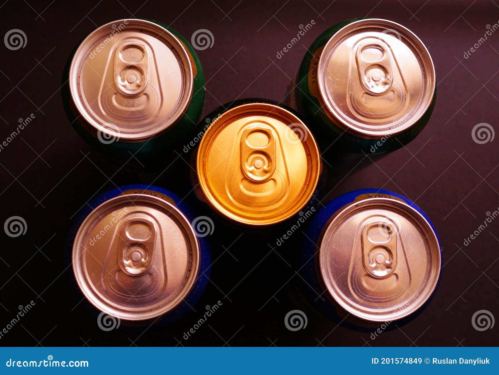Five Cans of Beer on Black Background Stock Image - Image of cold ...