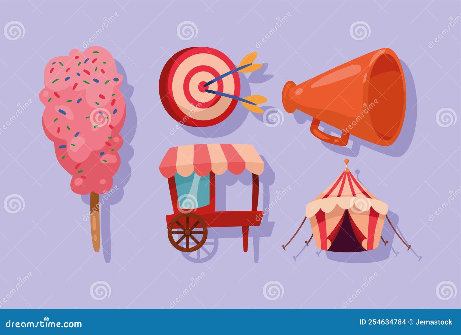 Five carnival fair icons stock vector. Illustration of attraction ...
