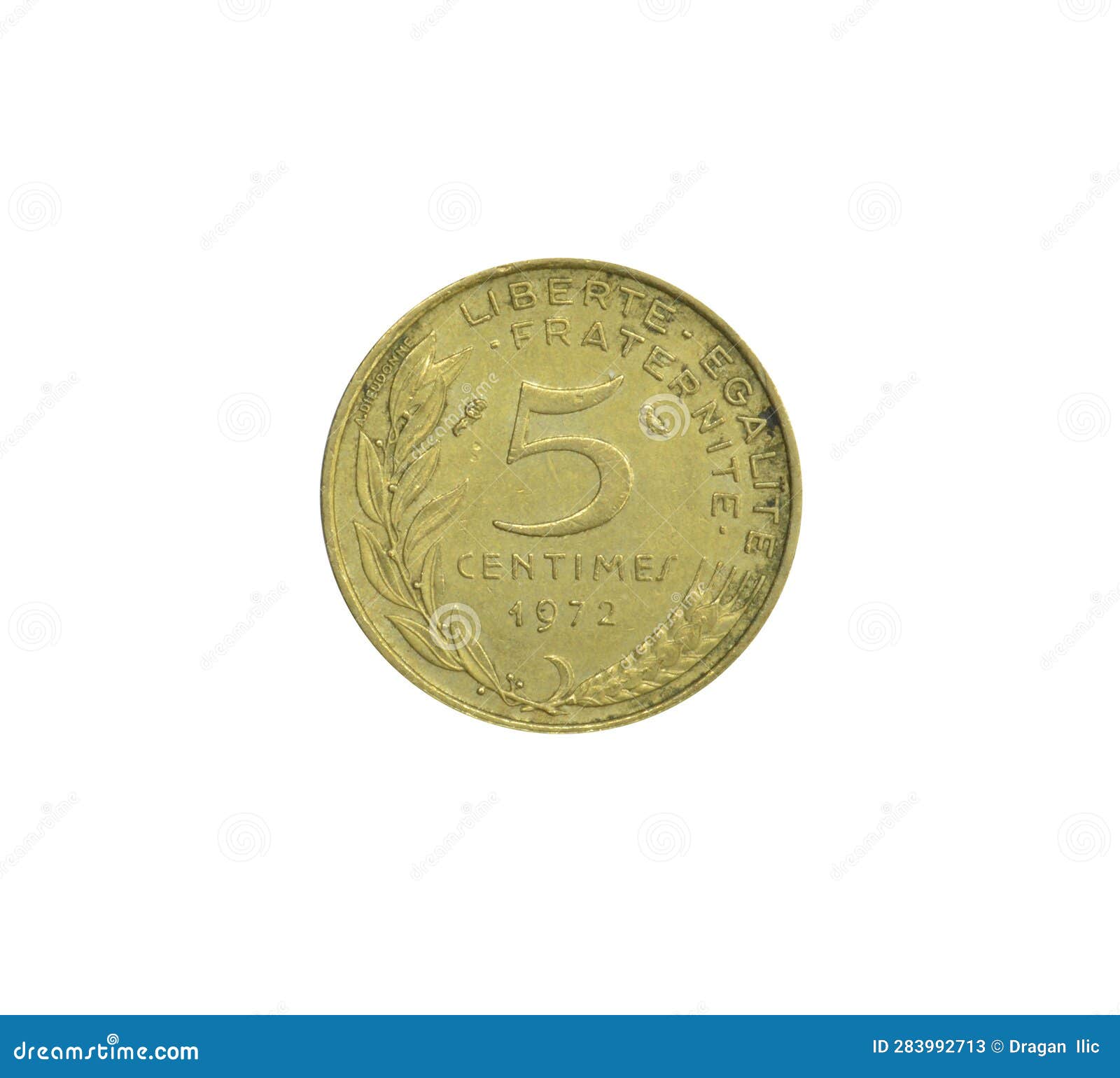 Five Centimes Coin Made by France in 1972 Stock Image - Image of cash ...