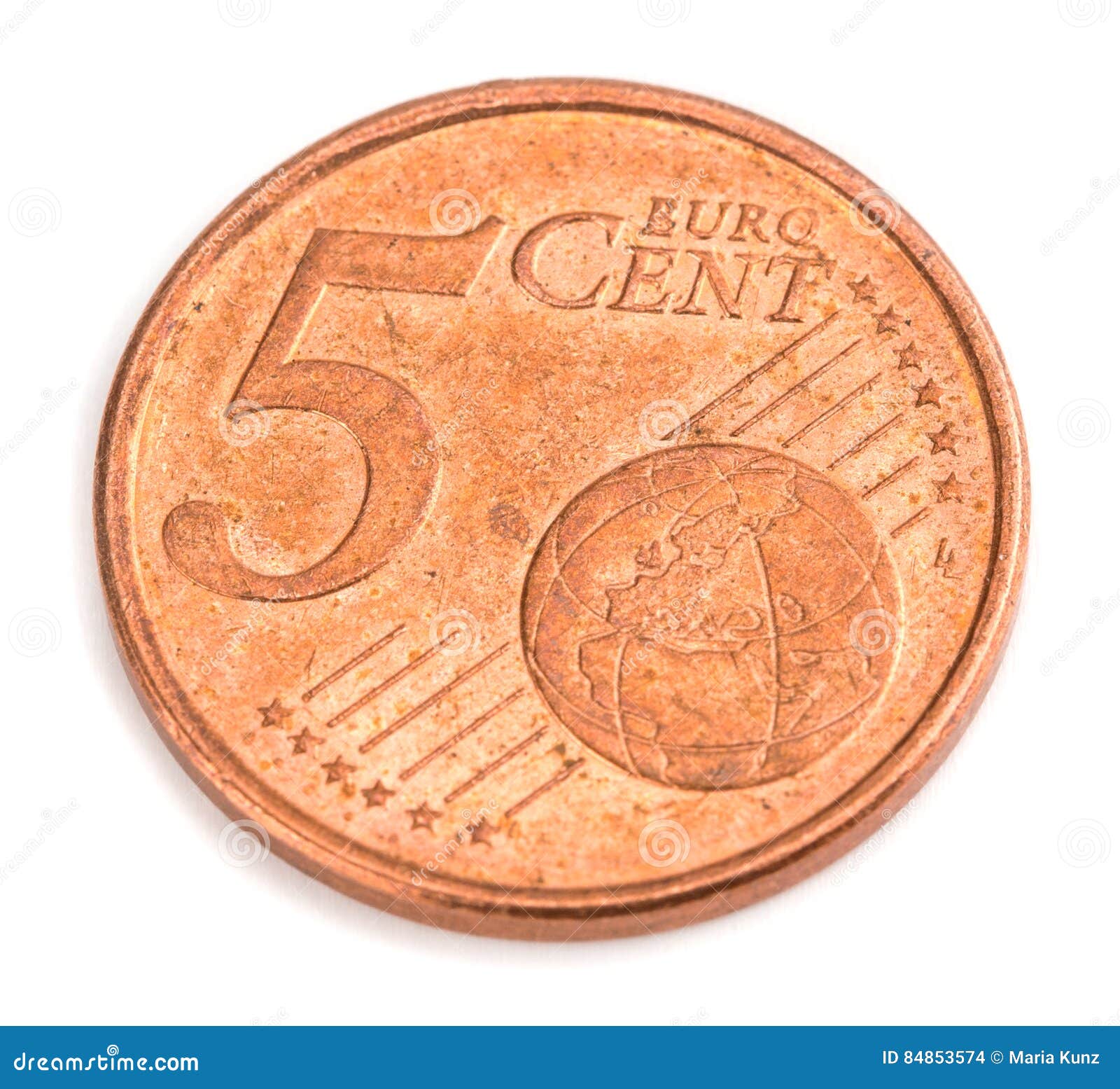 Five Cents on a White Background Stock Photo - Image of cent, cents ...