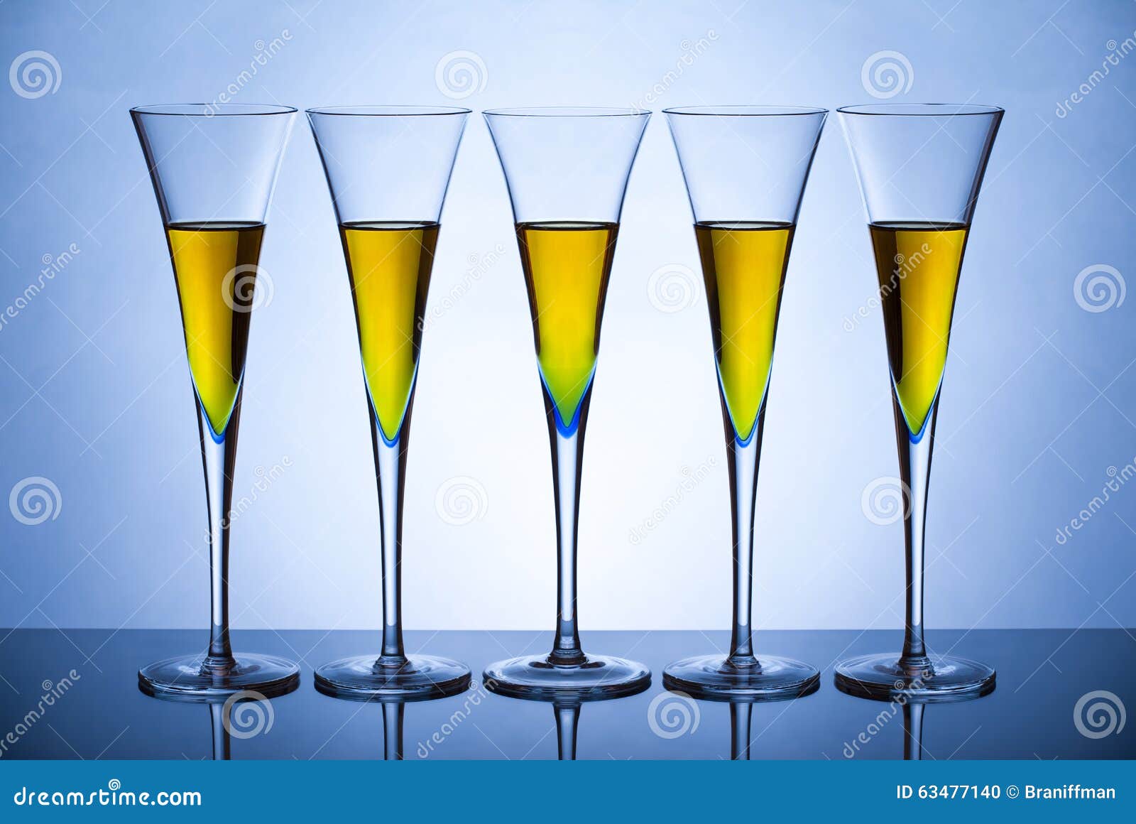 Five champagne glasses stock photo. Image of shape, reflection - 63477140