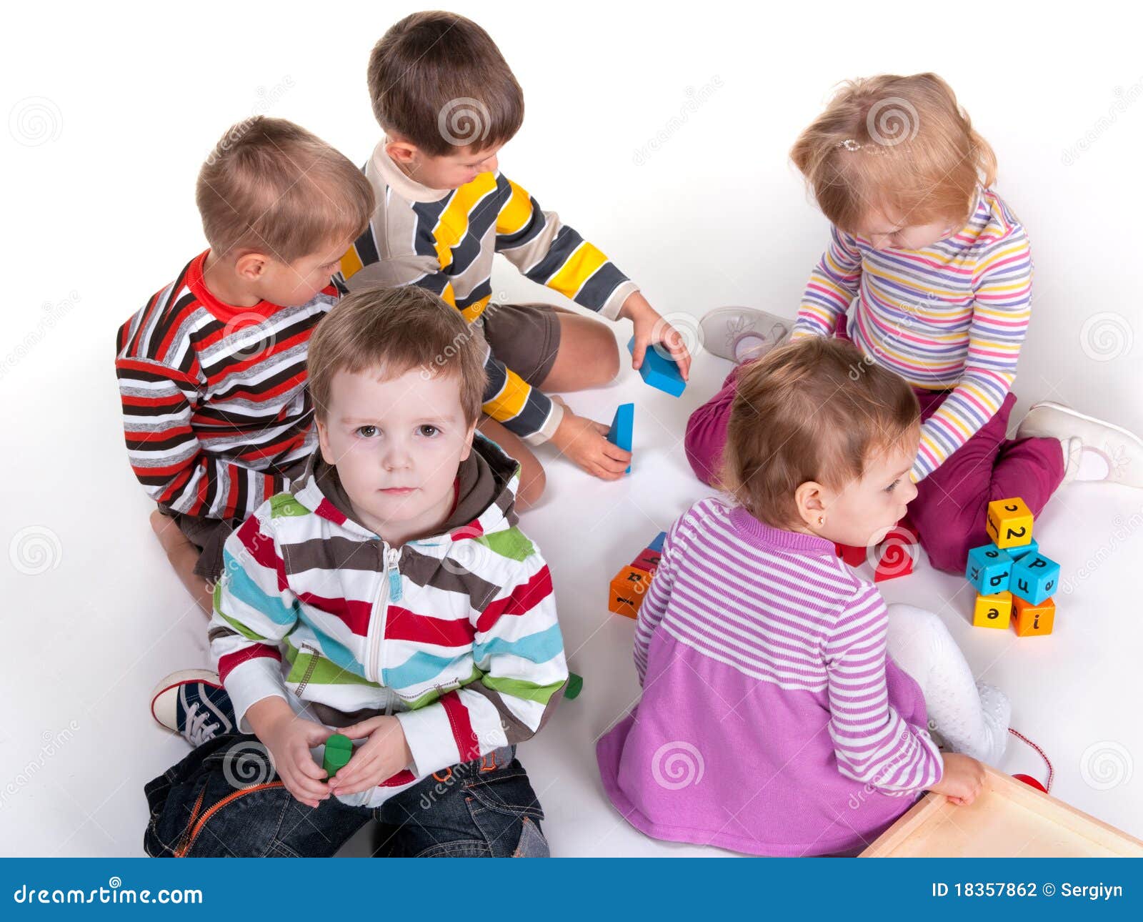 Five Children Playing Colorful Toys Stock Photo - Image of group, boys ...