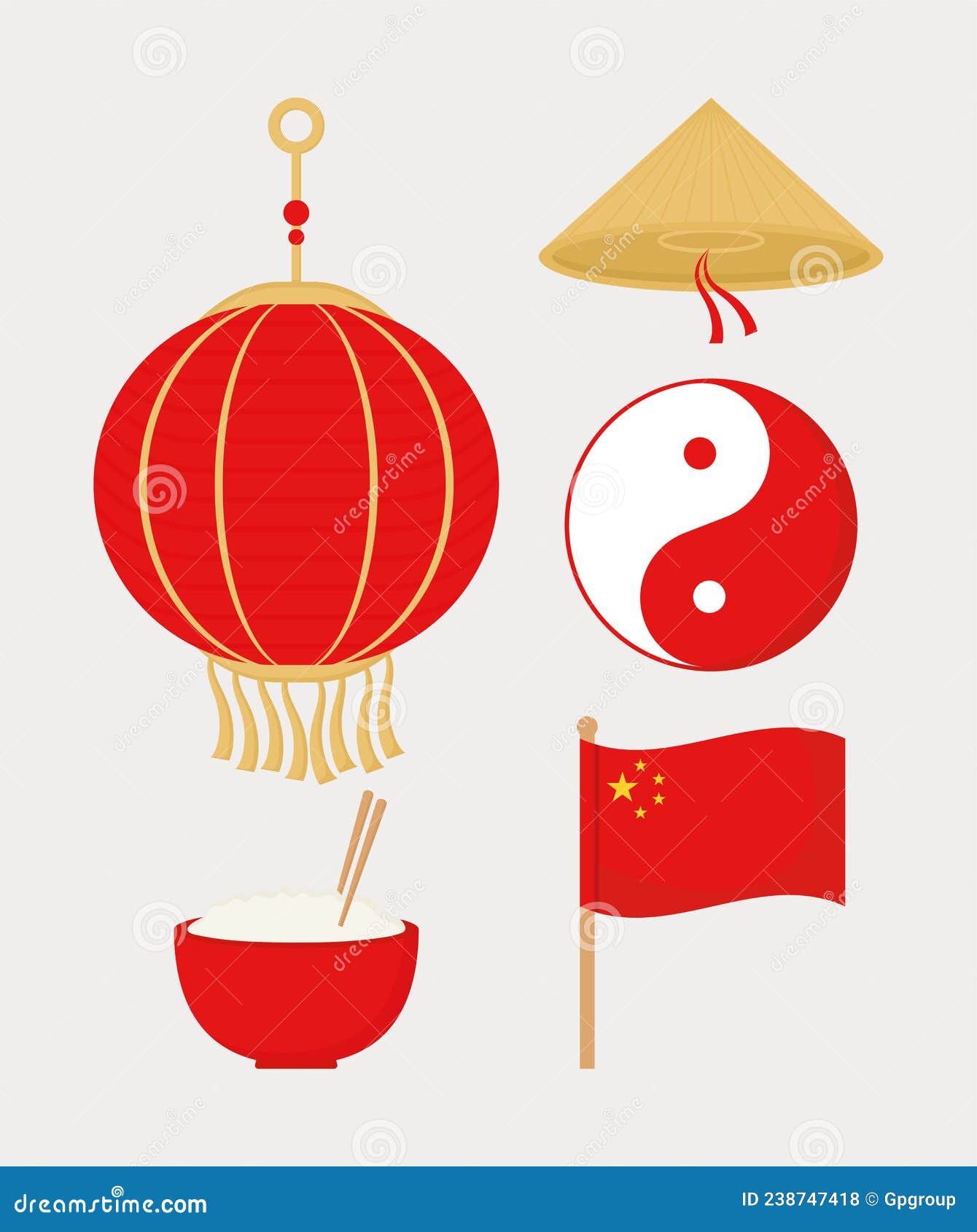 Five chinese icons stock vector. Illustration of asia - 238747418