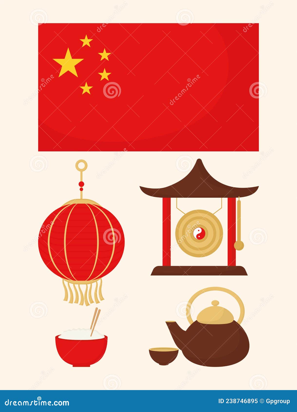 Chinese Items Seamless Pattern Vector Illustration | CartoonDealer.com ...