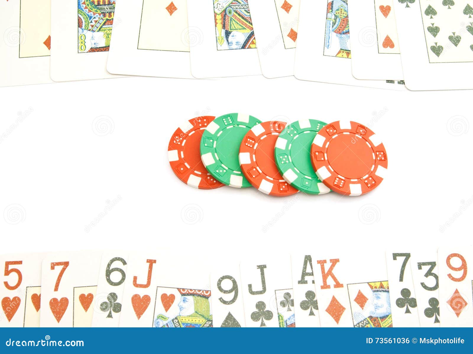 Five Chips and Playing Cards Stock Photo - Image of sport, club: 73561036