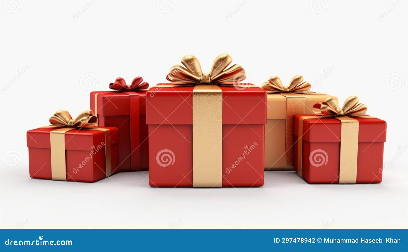 Five Christmas Gift Boxes on White Background Stock Illustration ...