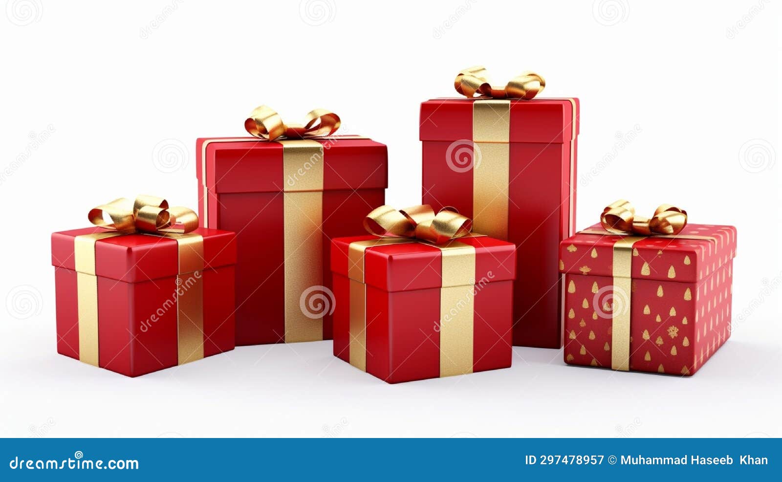 Five Christmas Gift Boxes on White Background Stock Illustration ...