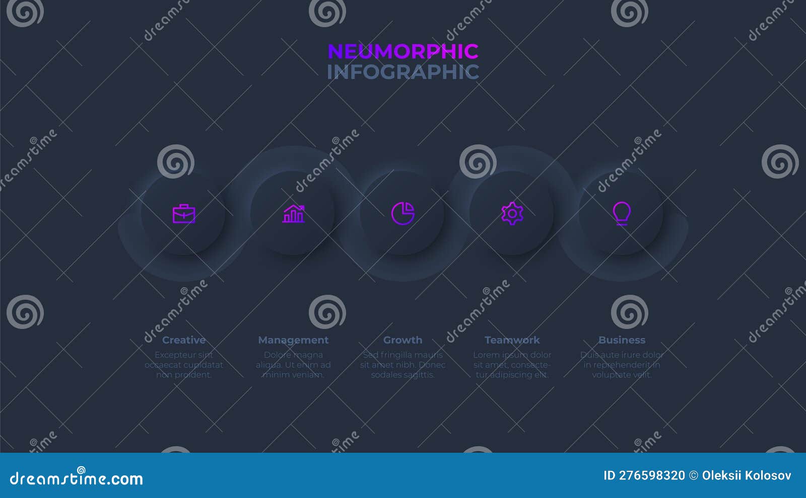 Neumorphic Infographic Design Template. Flowchart Diagram With 7 ...