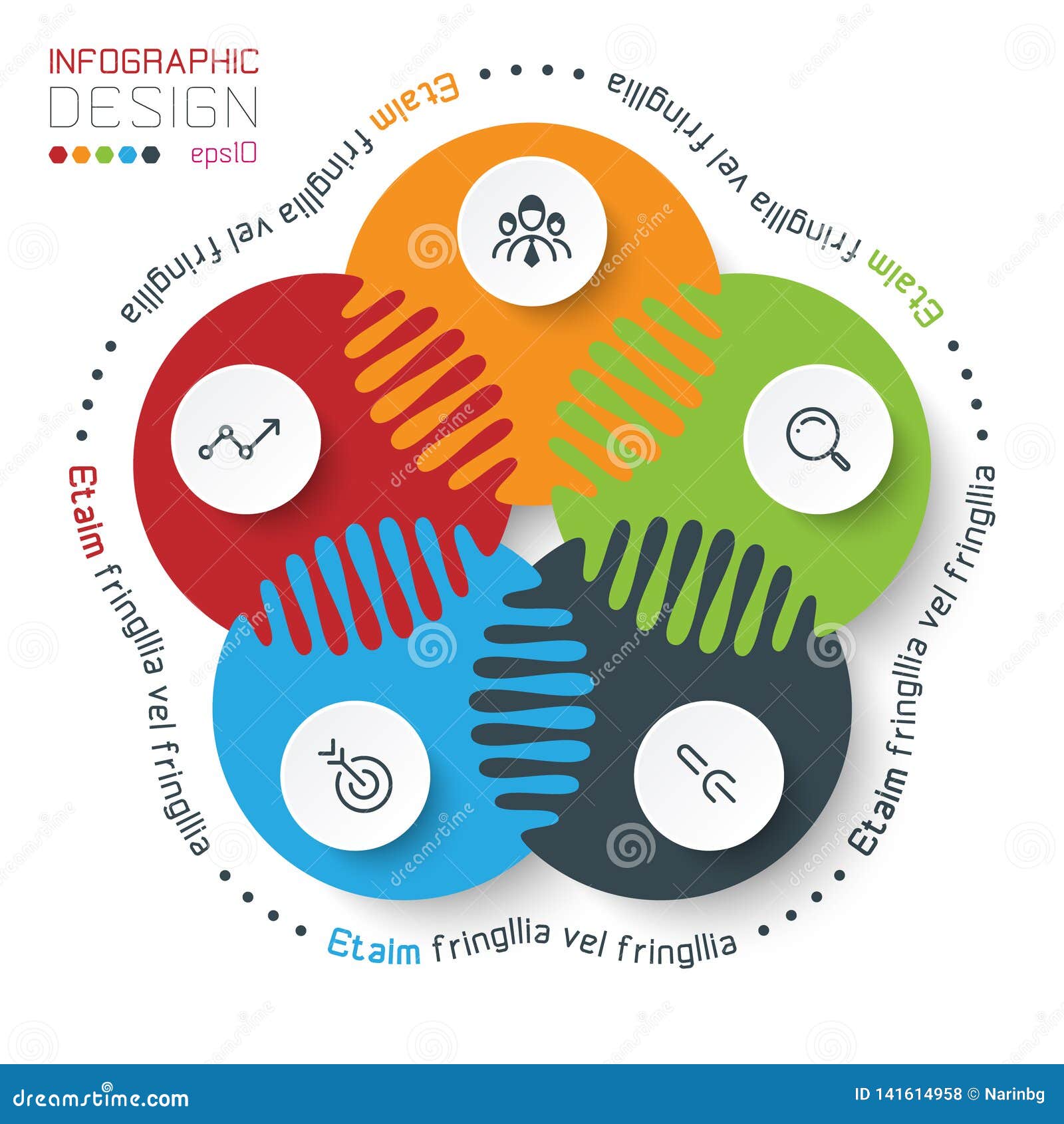 Five Circles with Business Icon Infographics Stock Vector ...