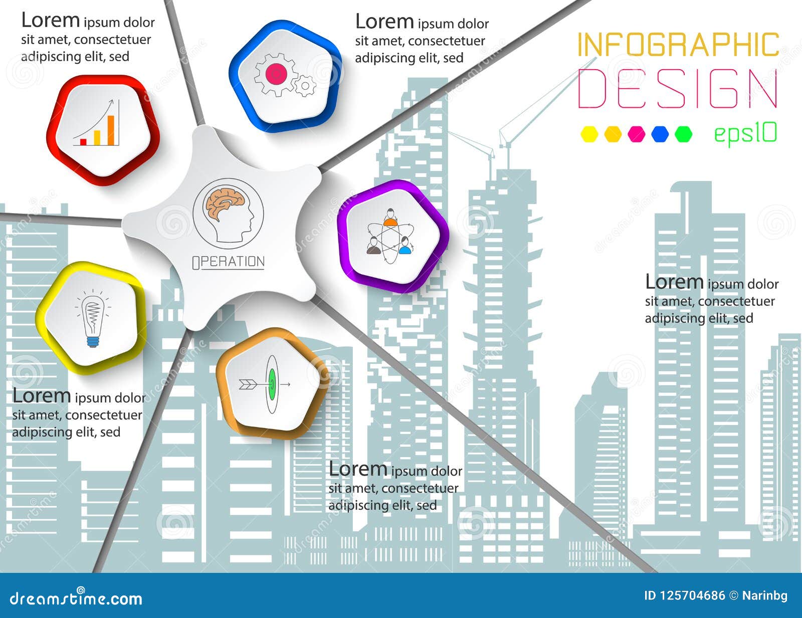 Five Circles Together, Teamwork Concept, Infographic Wheel, Vector Logo ...