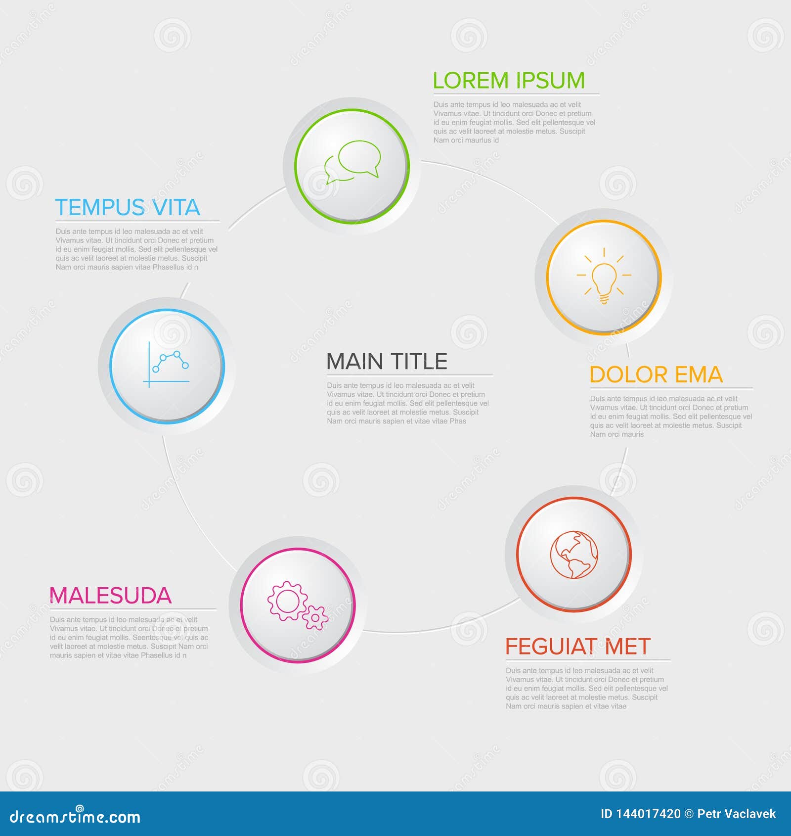 Five Circles Diagram Template Stock Vector - Illustration of graph ...