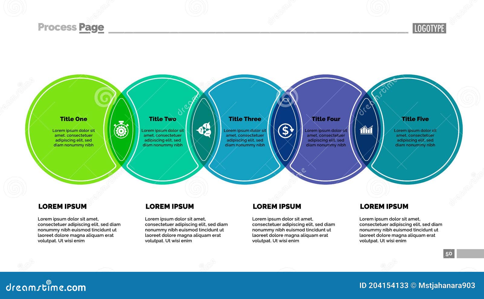 Five Circles Process Chart Template Stock Vector - Illustration of info ...