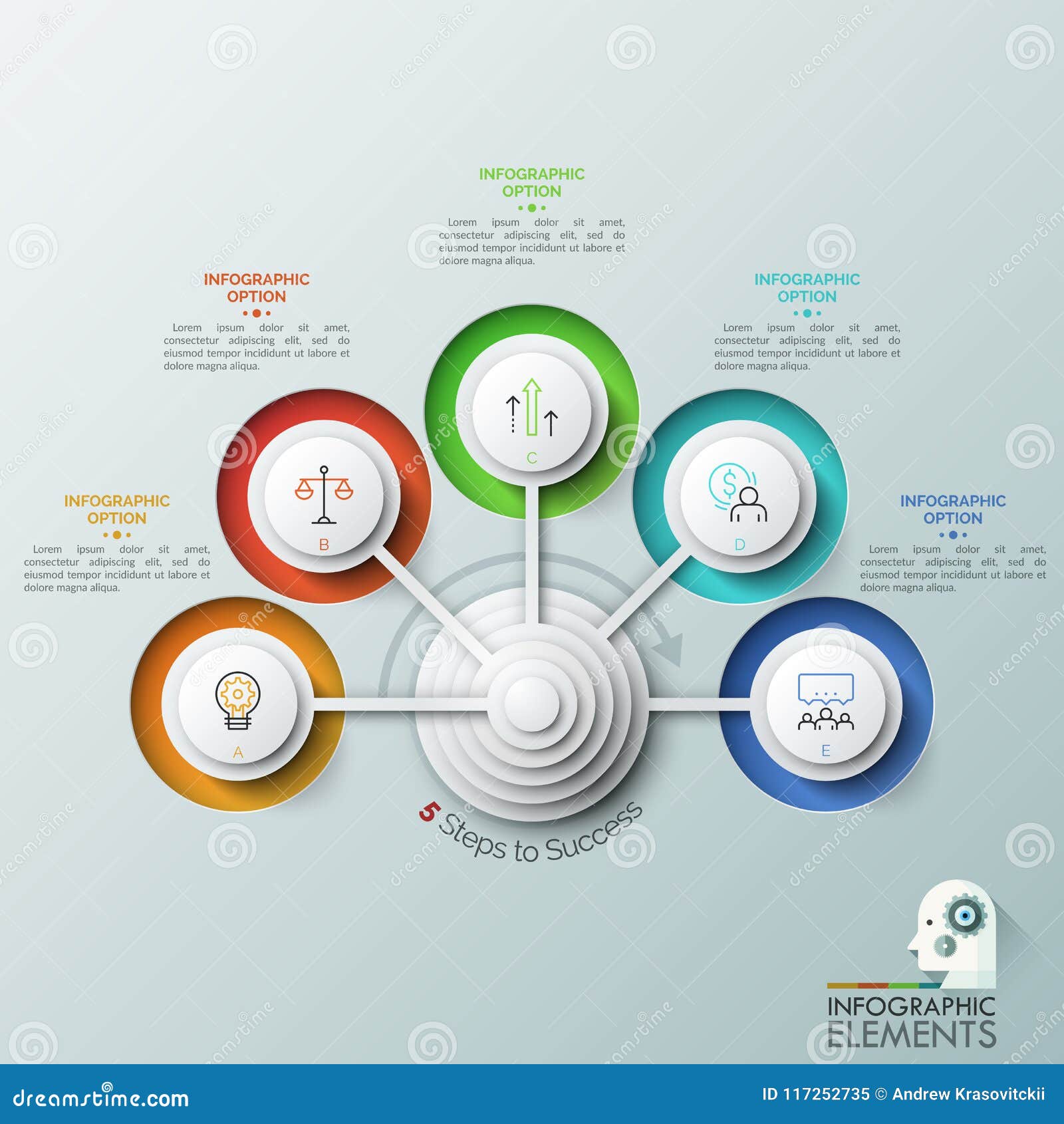 Five Circular Infographic Banners Vector Illustration | CartoonDealer ...