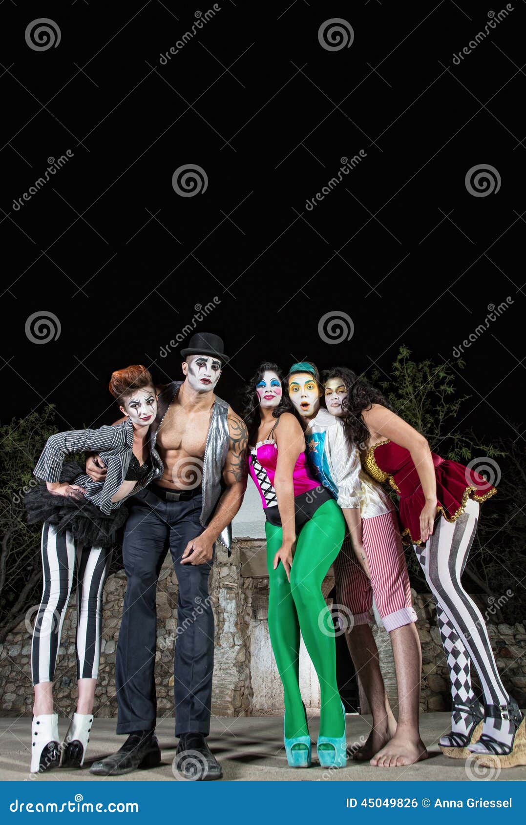 Five Cirque Clowns stock photo. Image of ensemble, comedy - 45049826