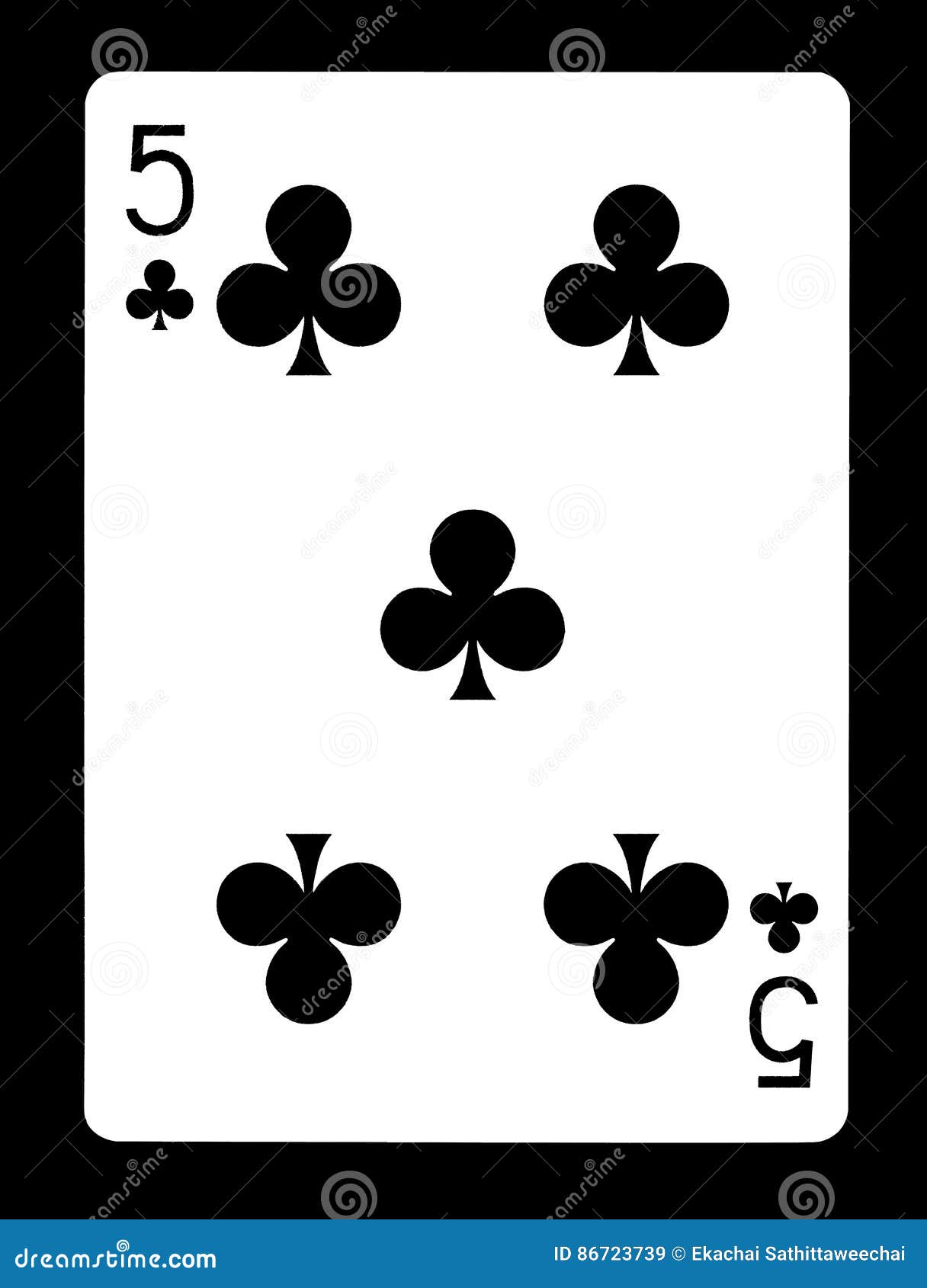 Five of Clubs Playing Card, Stock Image - Image of recreation, object ...