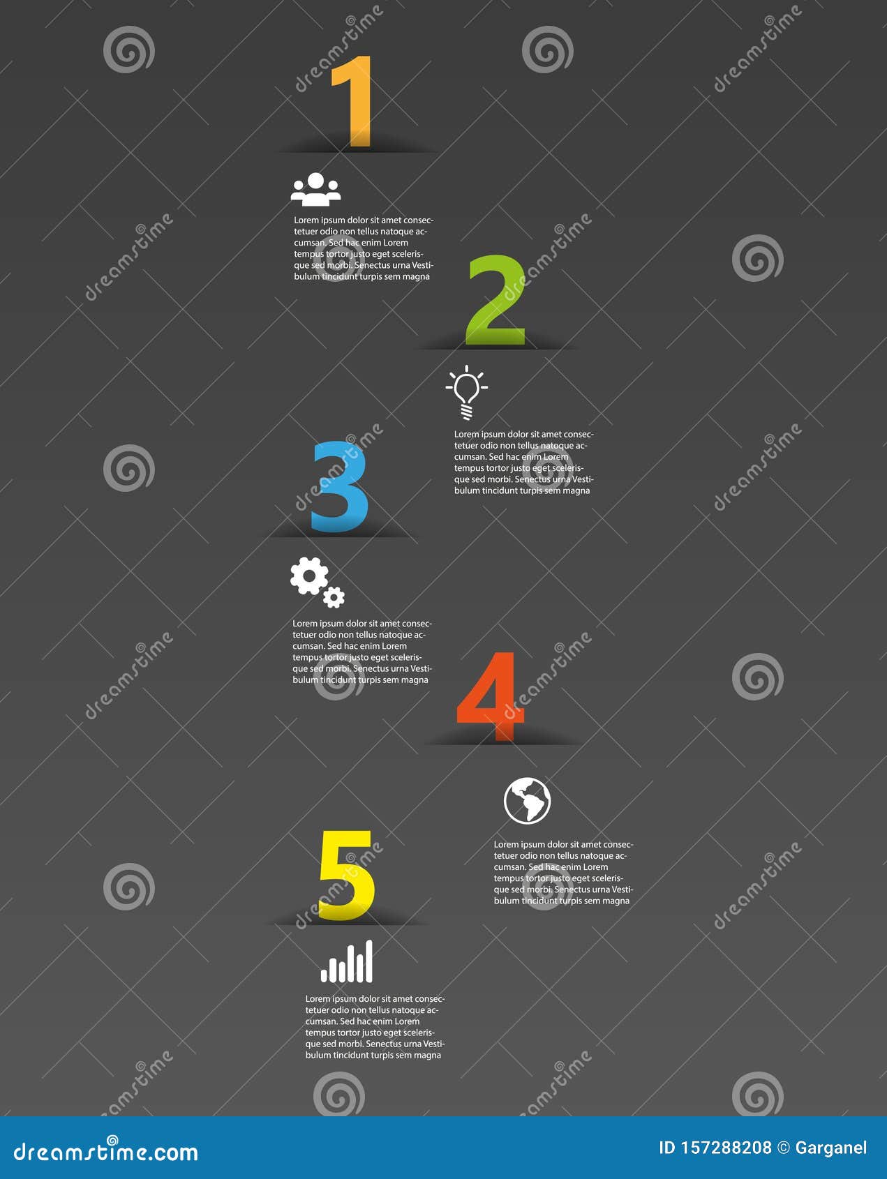 Five Color Numbers Template with Place for Your Text - Vector Stock ...
