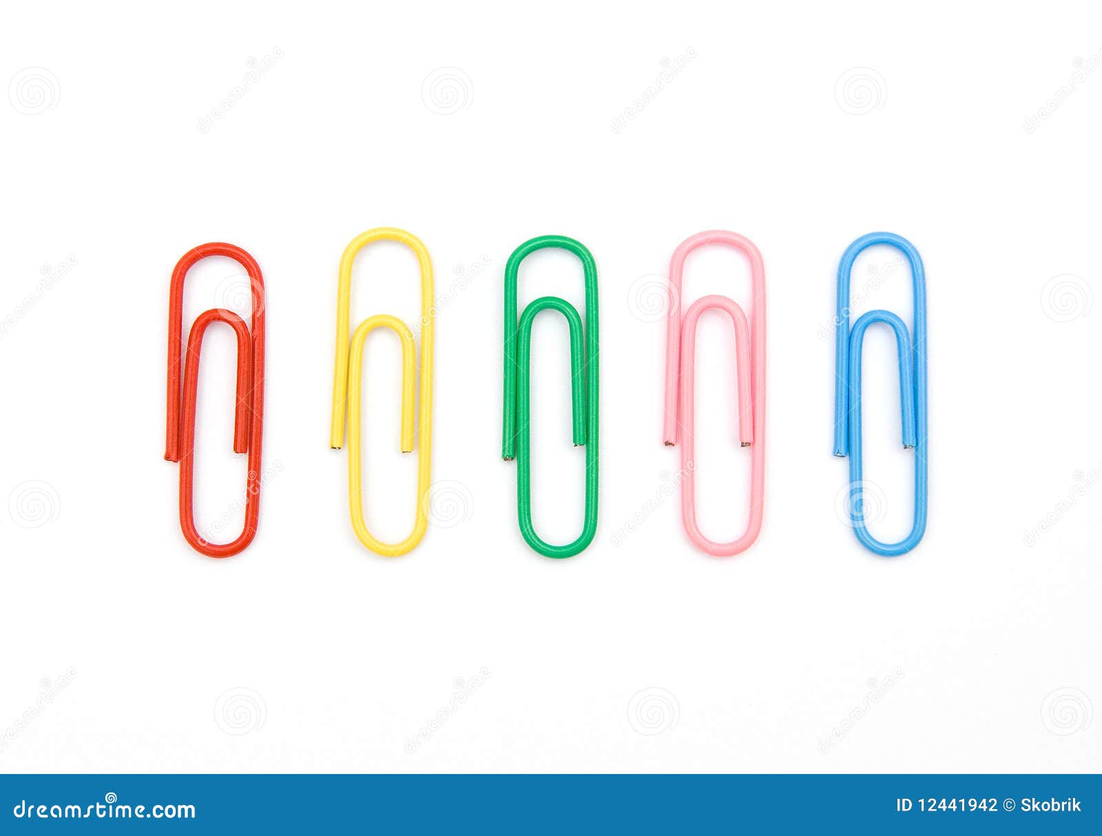 Five color paperclips stock photo. Image of pink, yellow - 12441942