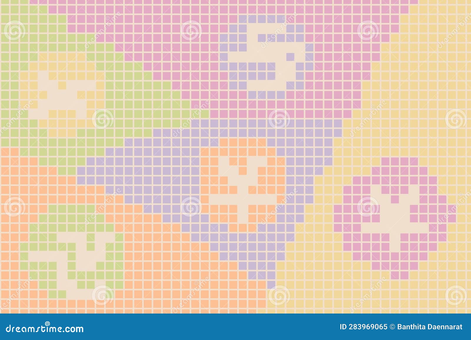 Five-color Pixel Art and Some Symbols. Stock Illustration ...