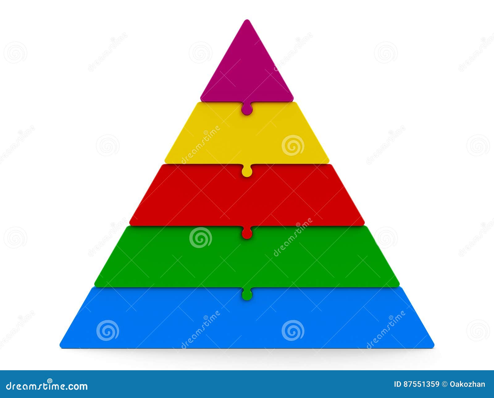 Pyramid With Five Levels.Top Red Pyramid. 3D Royalty-Free Illustration ...