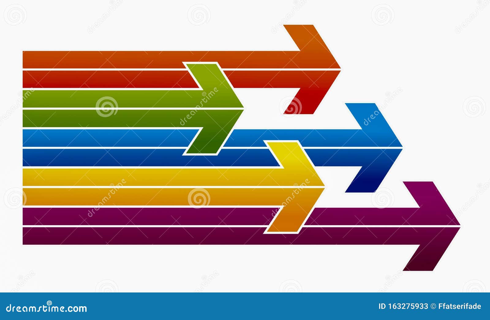 Five colored arrows stock illustration. Illustration of sign - 163275933