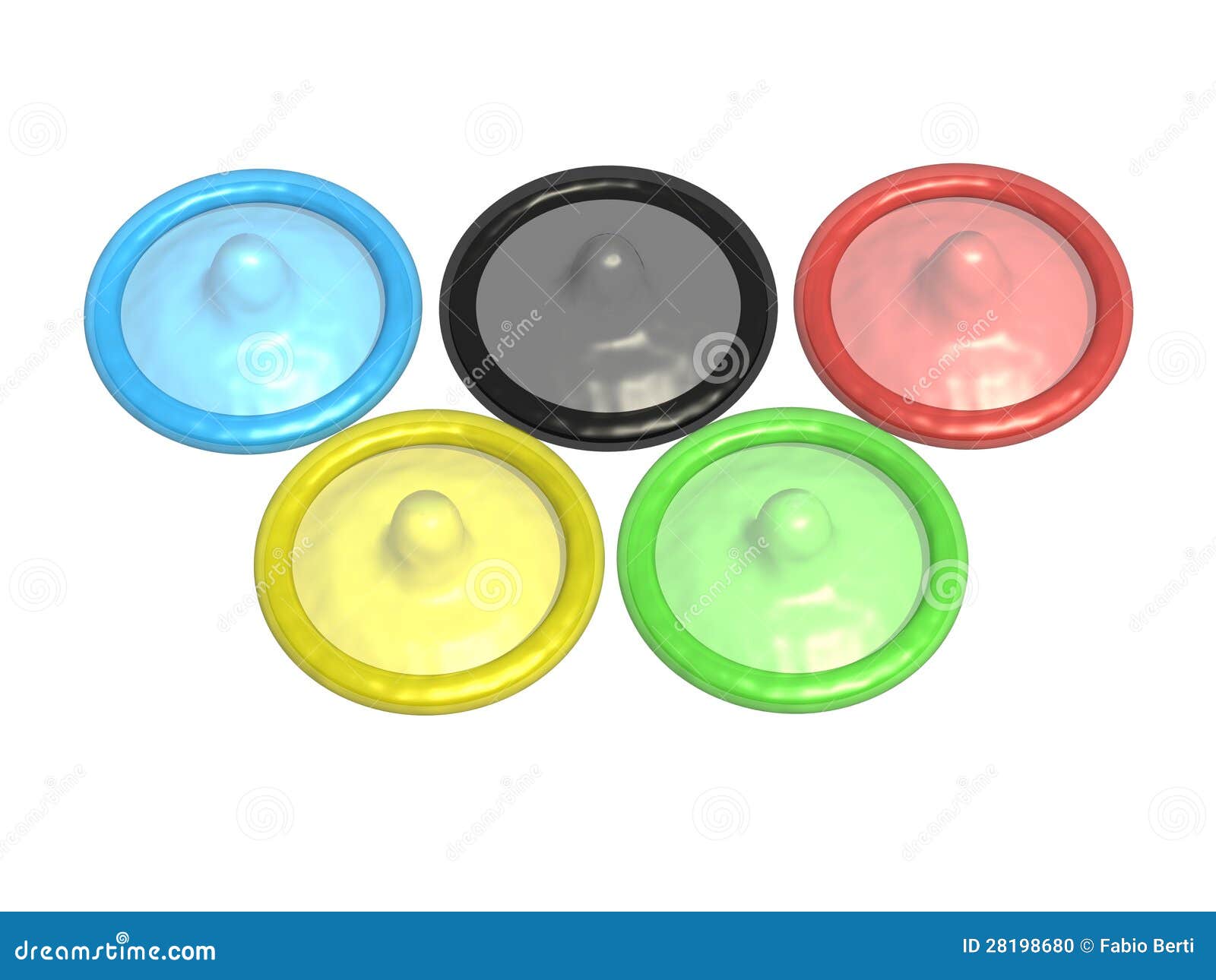 Five colored condoms stock illustration. Illustration of reflection ...