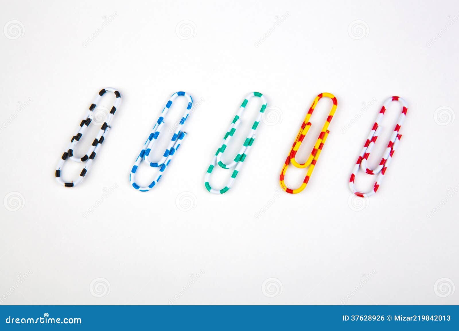 Five colored paper clips stock photo. Image of zebra - 37628926